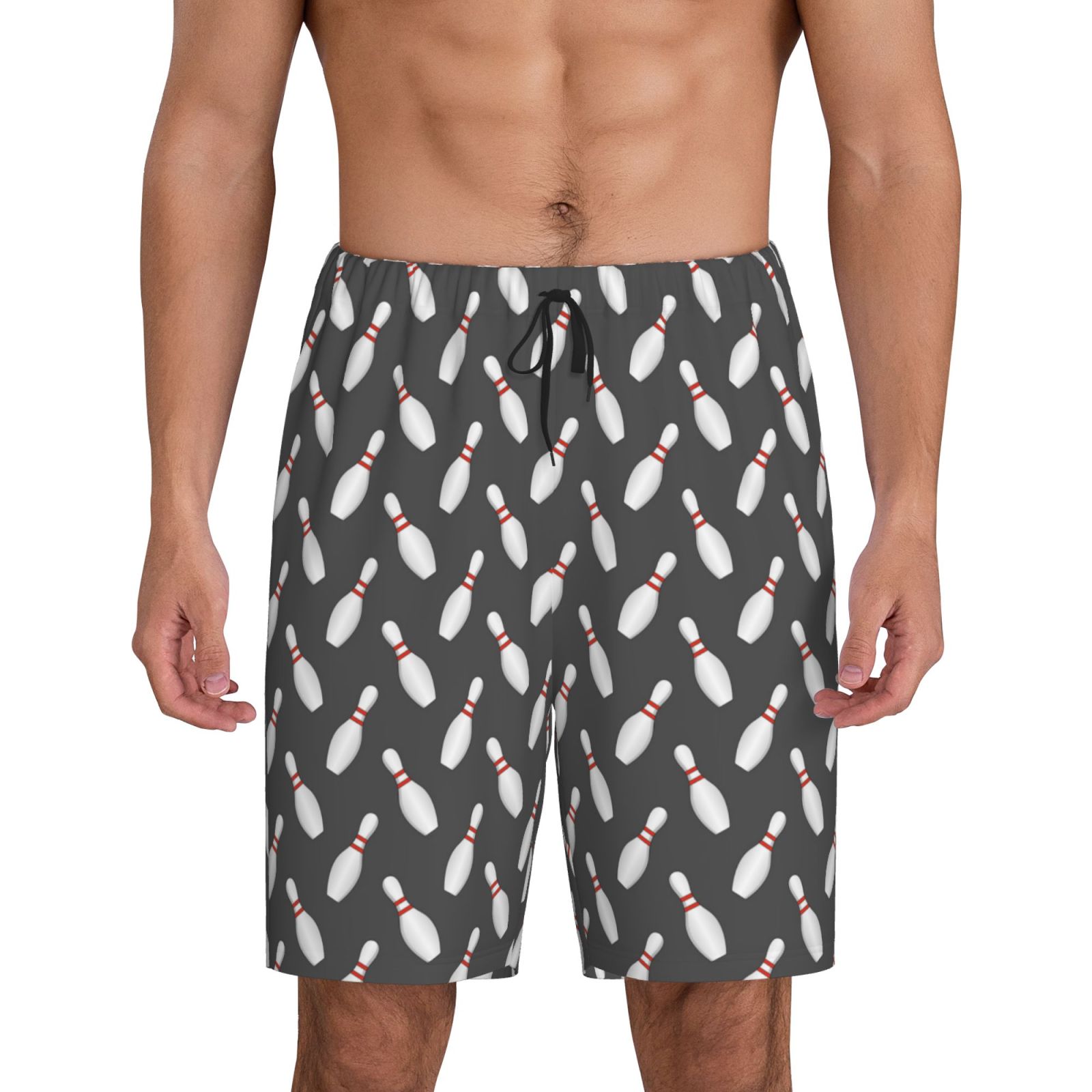 Salouo Bowling Pins Pattern Men's Sleep Pajama Shorts,Pajama Bottoms ...