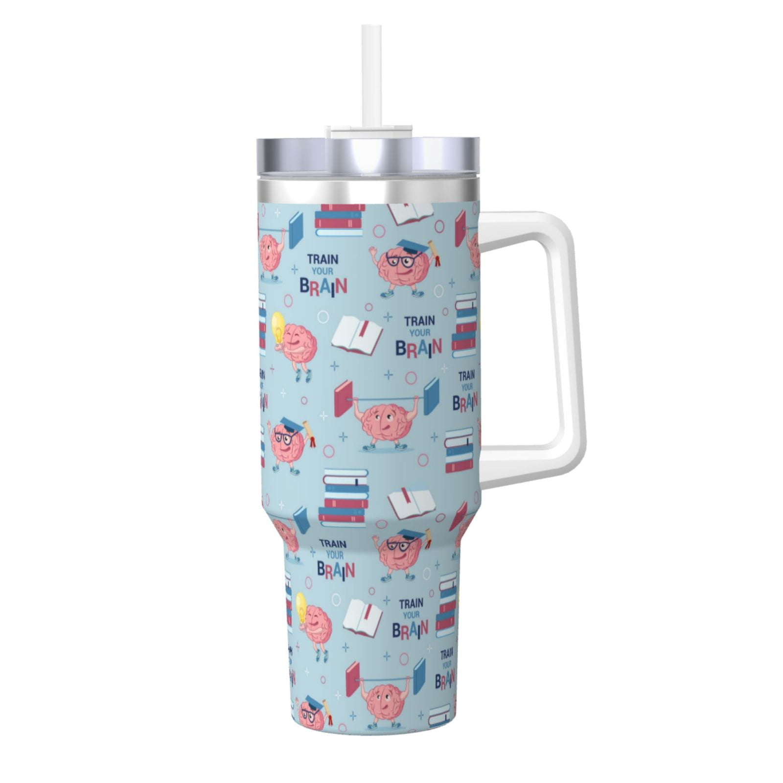 Salouo Brain Training for 40oz Water Bottle with Handle & Flip Straw ...