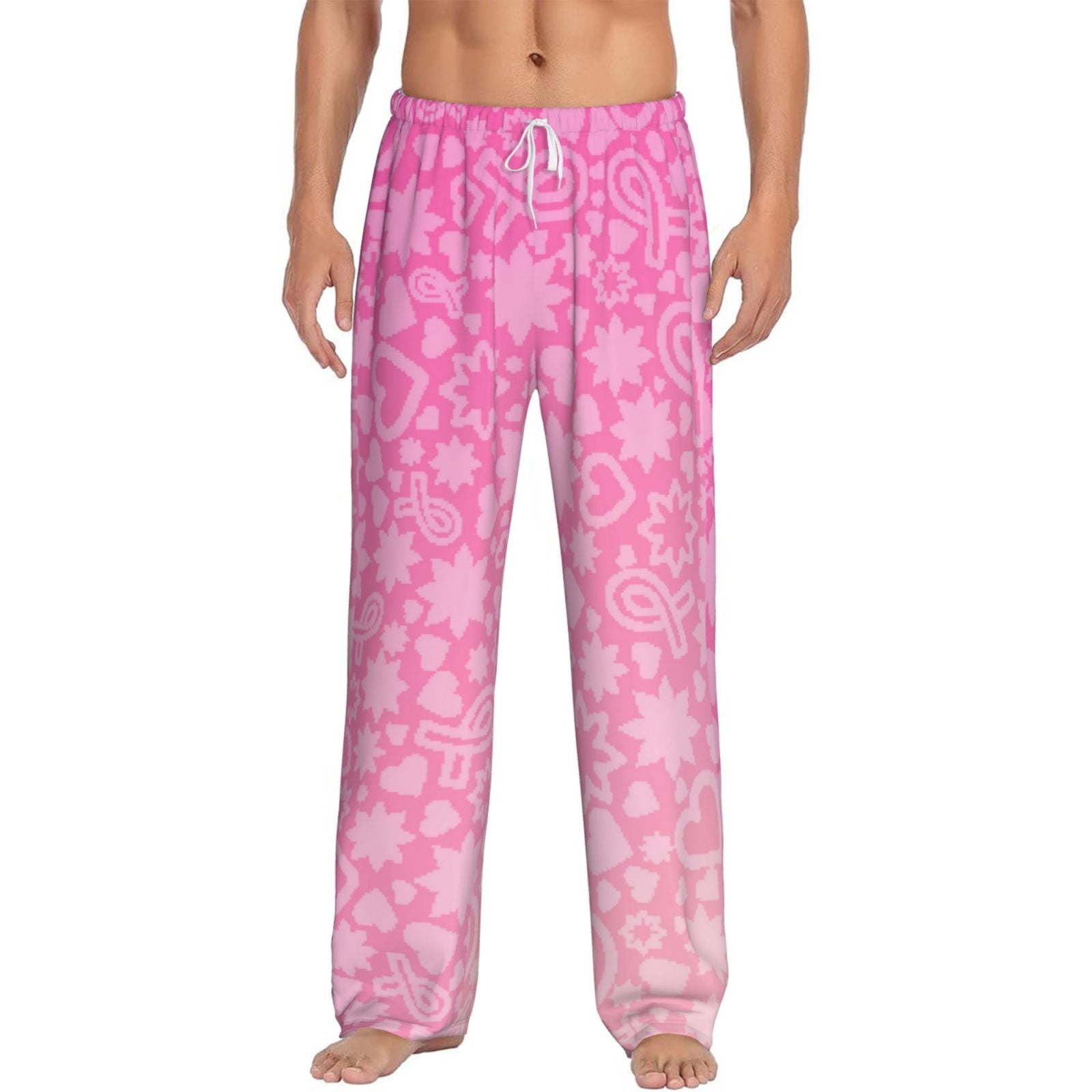 Salouo Breast Cancer Pink Ribbons Awareness Print Pajama Pants for Men ...