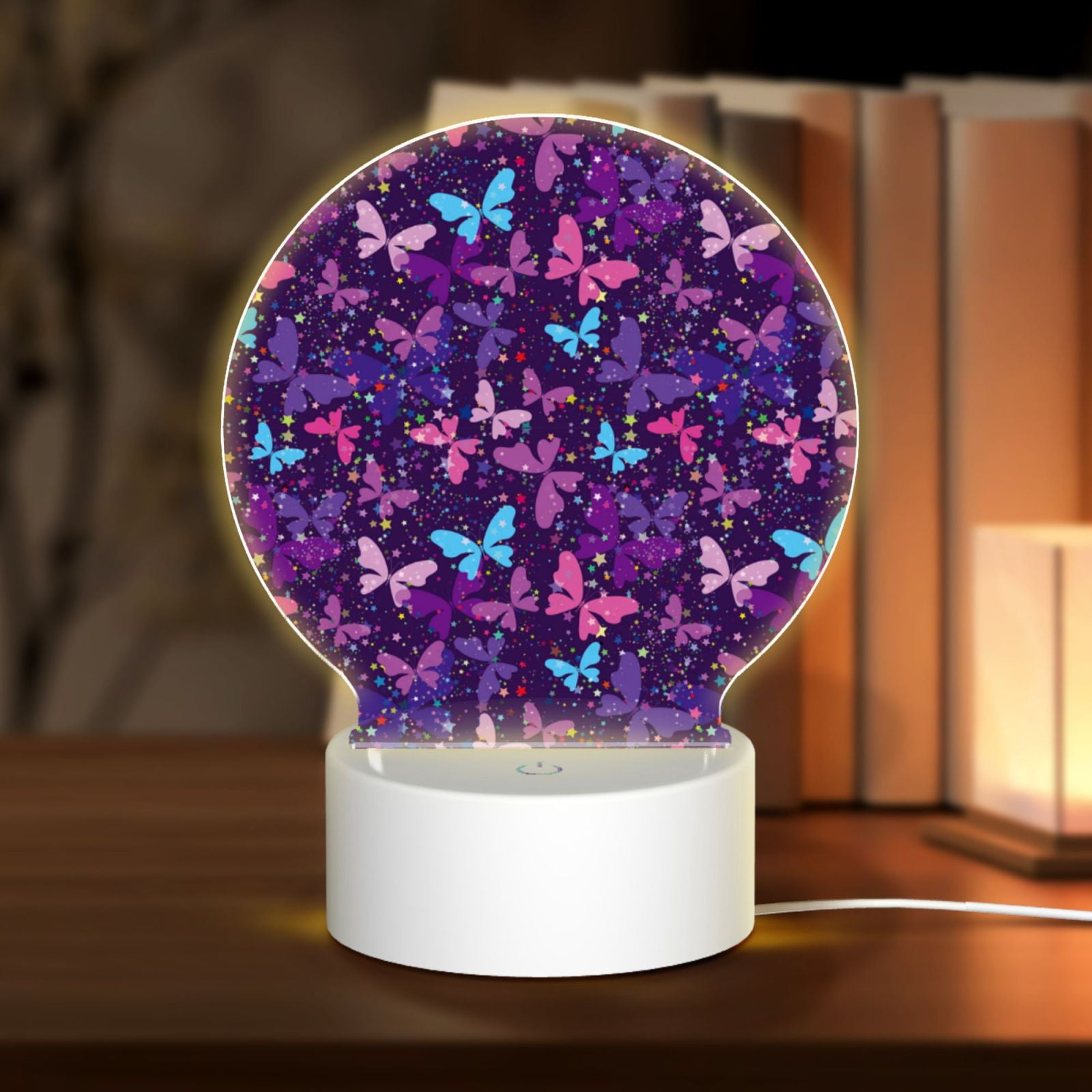 Salouo Bright Purple Butterflies for Round Acrylic Night Light ...