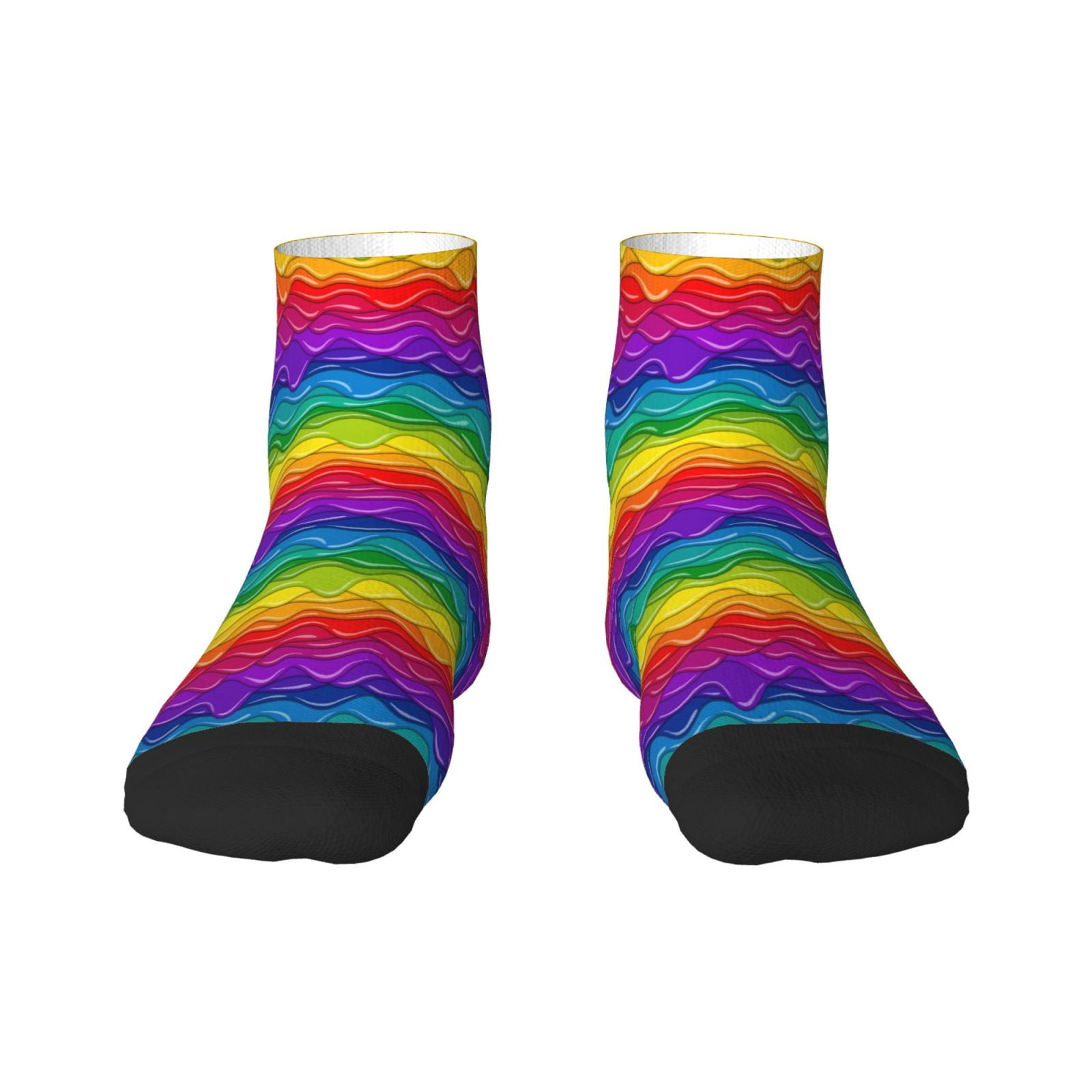 Salouo Bright Rainbow Pattern Unisex Middle Tube Socks,Middle-Finger ...