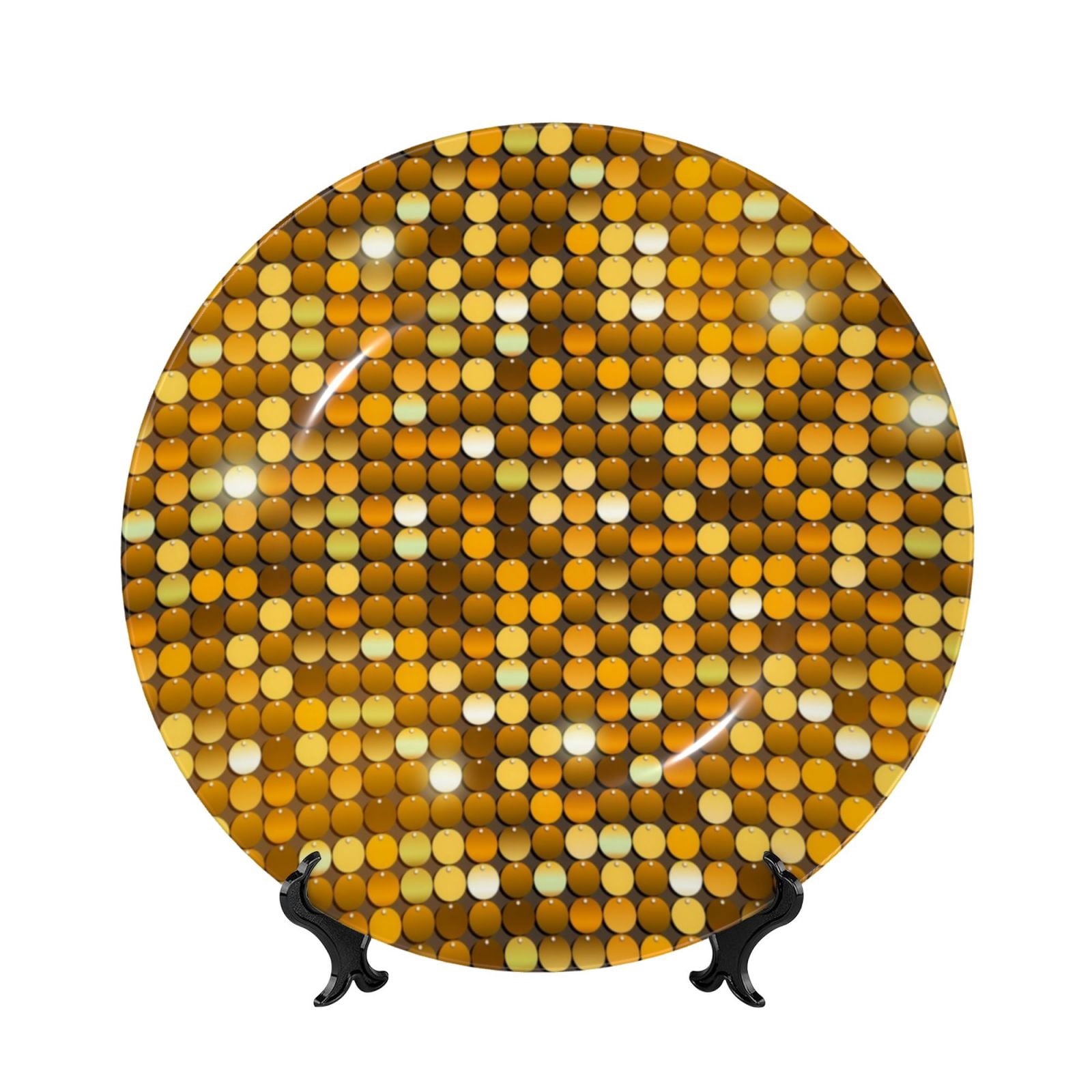 Salouo Bright Shiny Golden Pattern Bone China Decorative Plate,Holiday ...