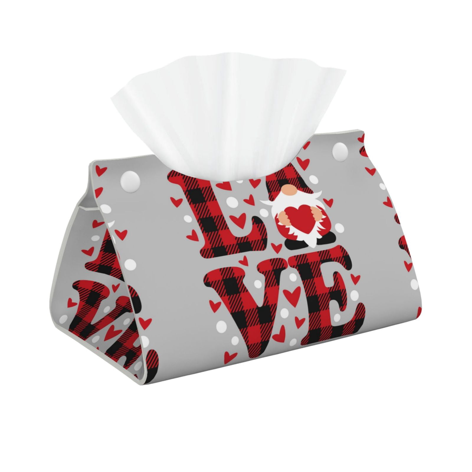 Salouo Buffalo Plaid Love And Gnome Pattern Long Tissue Box Cover ...