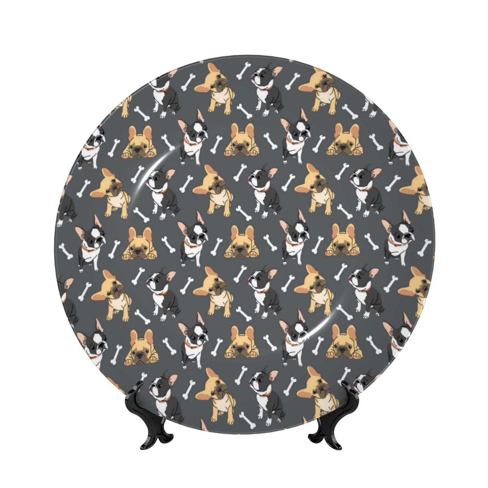 Salouo Bulldog And BONES Pattern Bone China Decorative Plate,Holiday ...