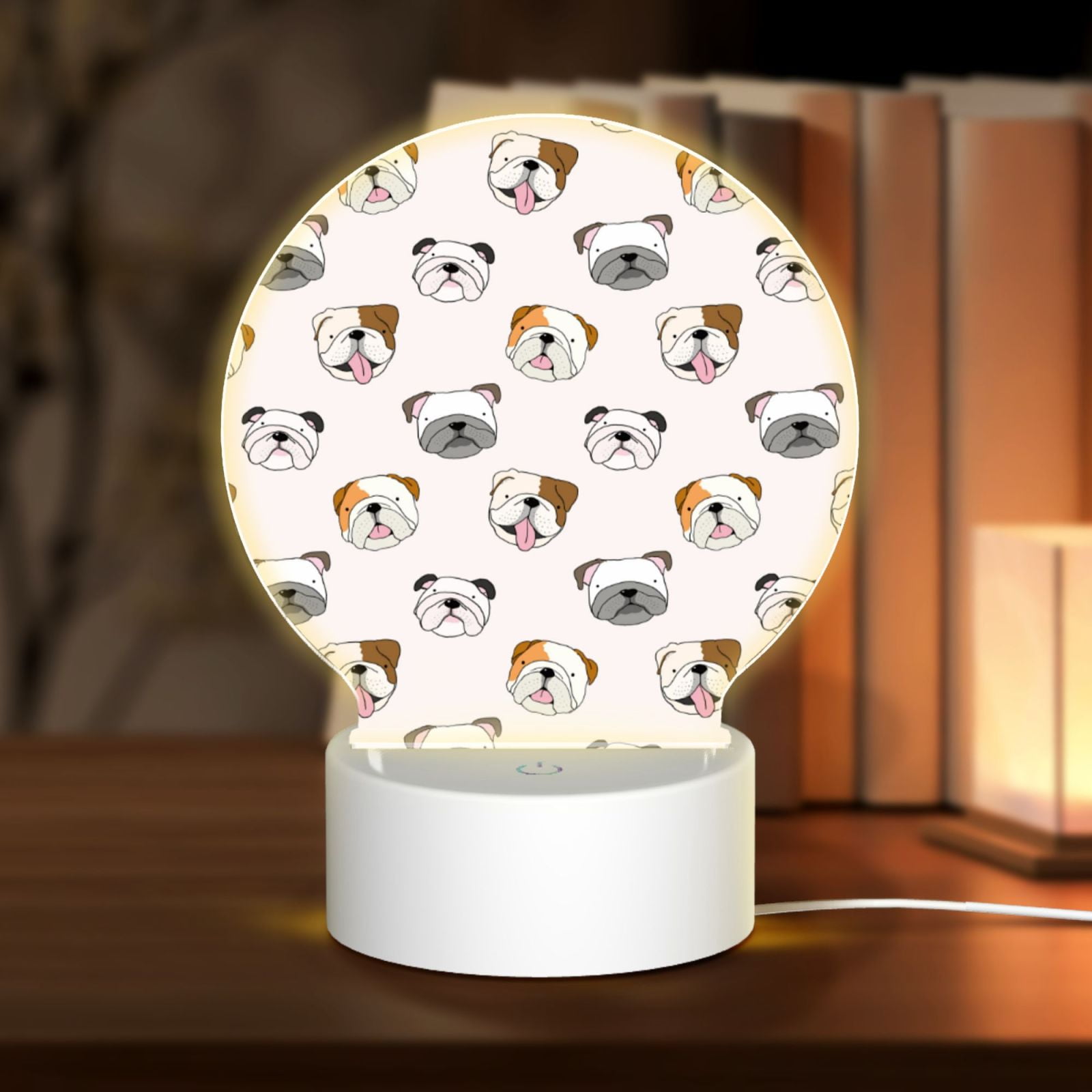 Salouo Bulldog Face for Round Acrylic Night Light - Acrylic Sheets with ...