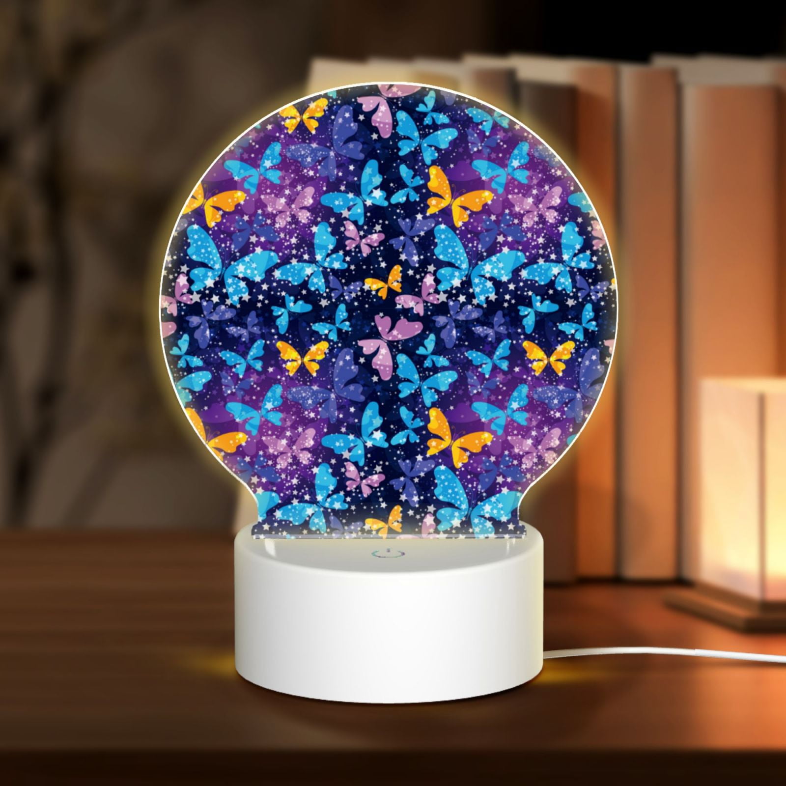 Salouo Butterflies Of The Starry Sky for Round Acrylic Night Light ...