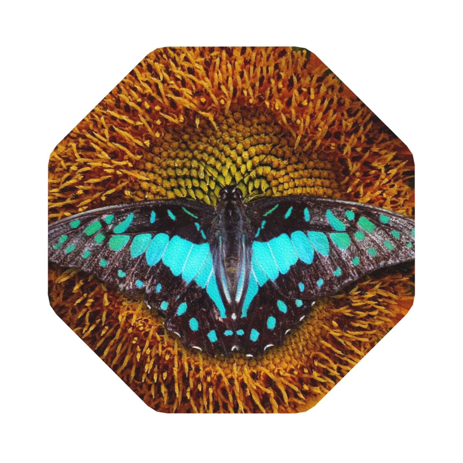Salouo Butterfly Alighted On Sunflowers Print Round Coaster,Drink ...