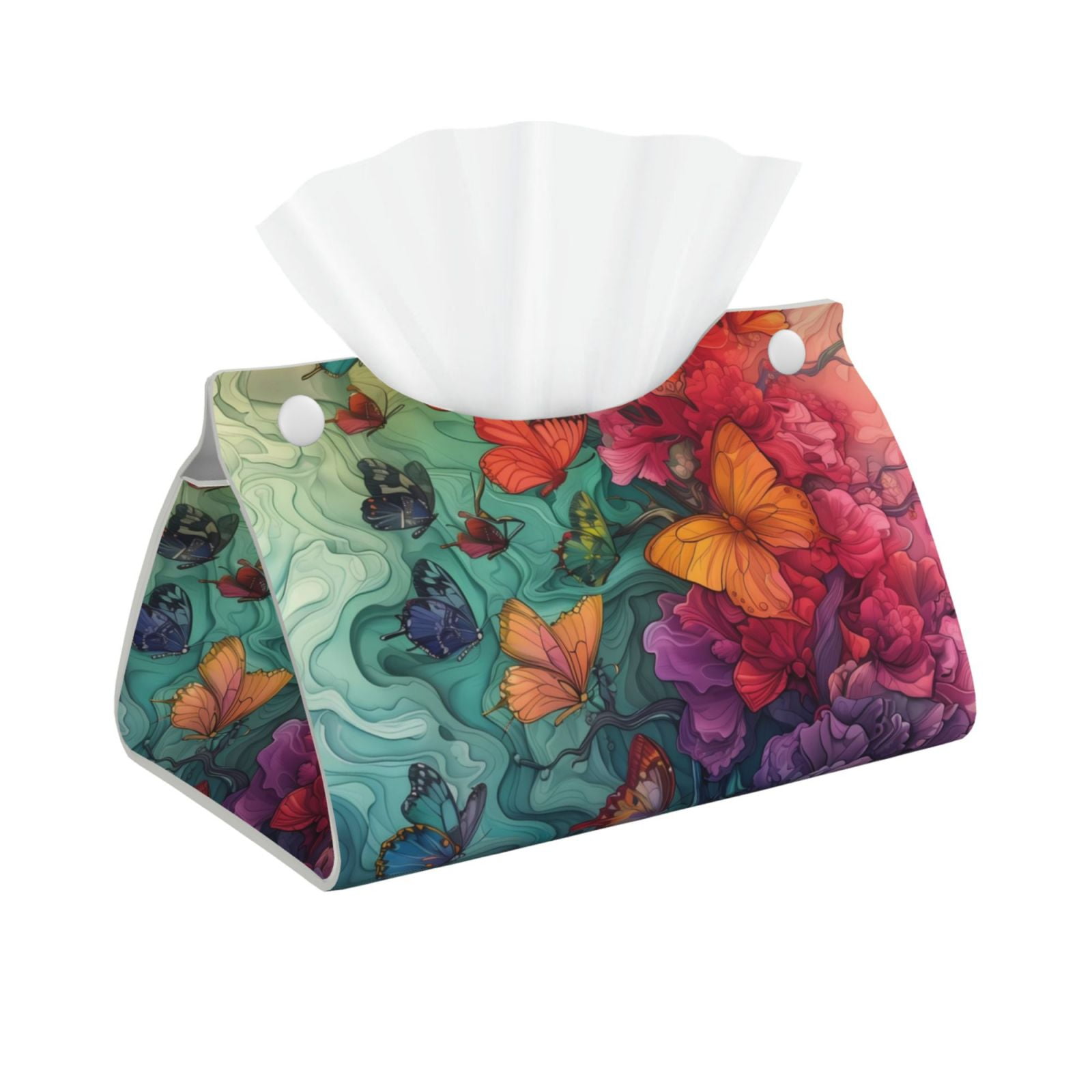 Salouo Butterfly Flower Cascade Pattern Long Tissue Box Cover ...