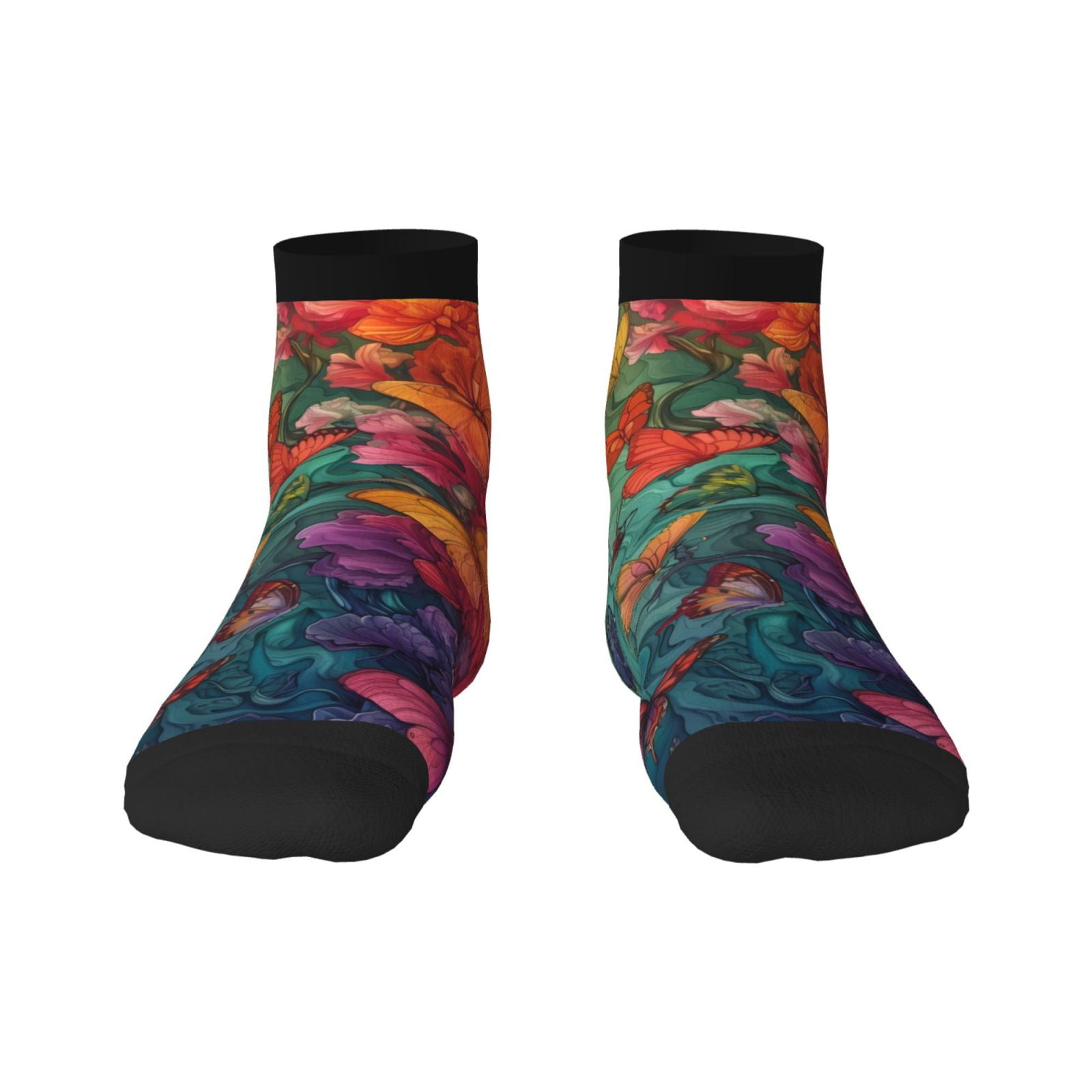 Salouo Butterfly Flower Cascade Pattern Unisex Middle Tube Socks,Middle ...