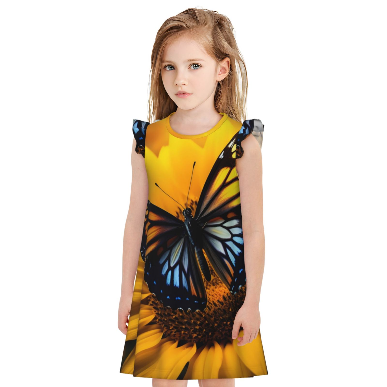 Salouo Butterfly On Sunflower Print Nightgowns for Girls,Cute kid’s ...