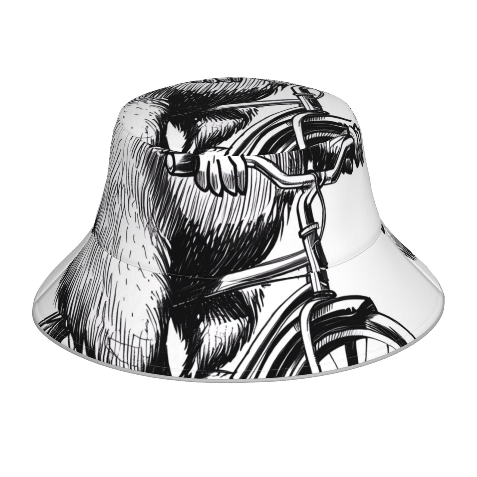 Salouo Capybara Riding Bicycle Print Unisex Bucket Hat, Outdoor Summer ...
