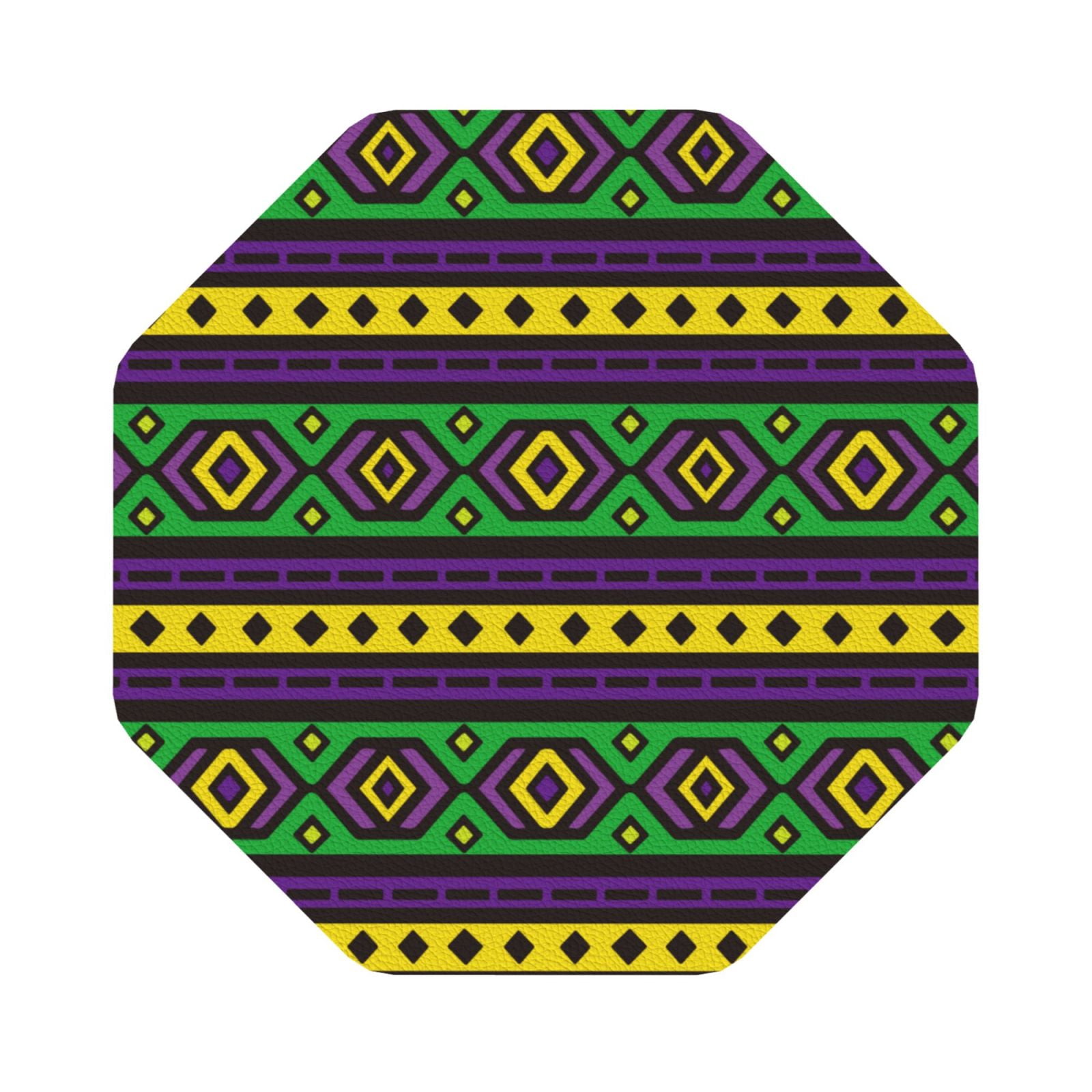 Salouo Carnival Mardi Gras Print Round Coaster,Drink Coasters Leather ...