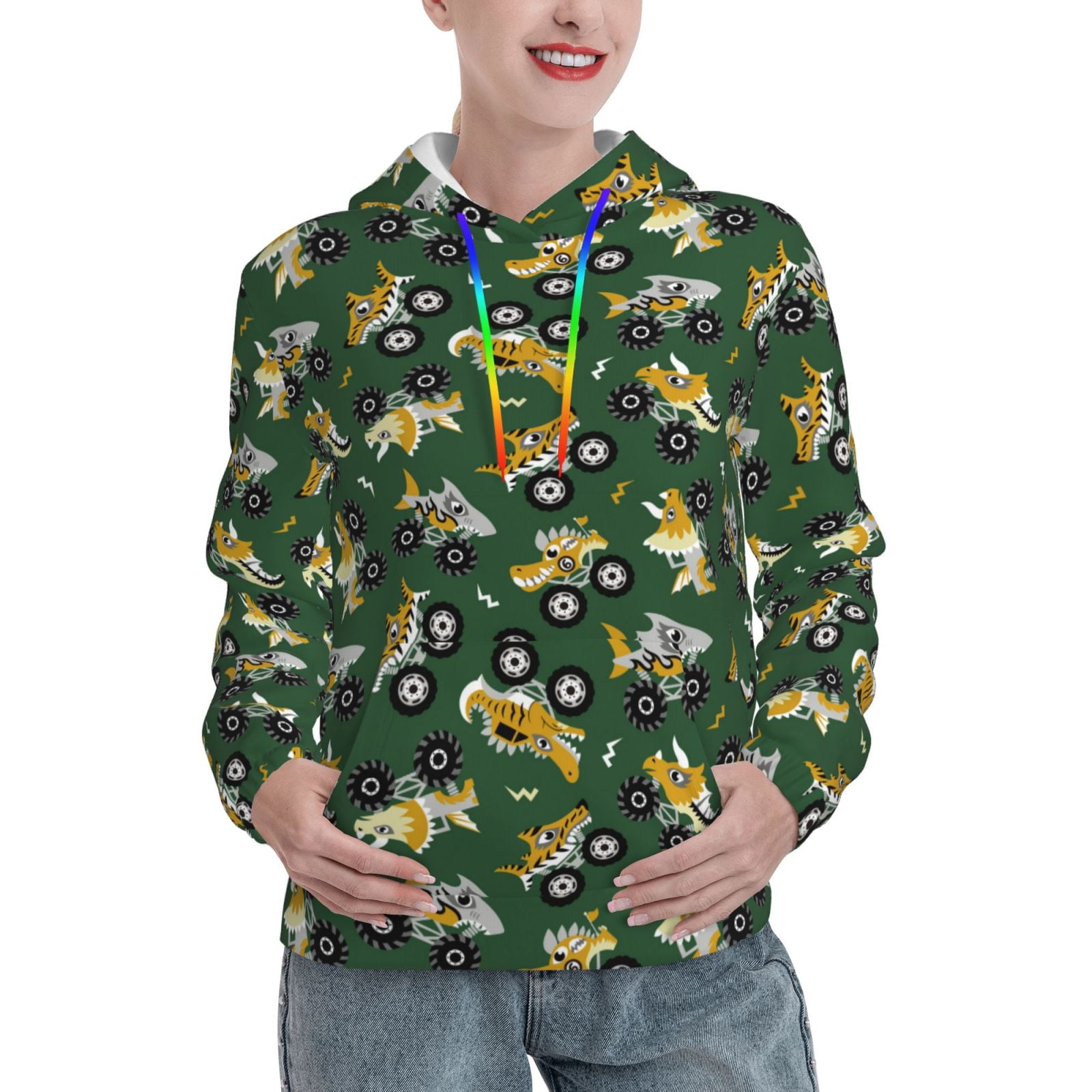 Salouo Cartoon Car Pattern Hoodie Sweatshirts for Women, Autumn ...