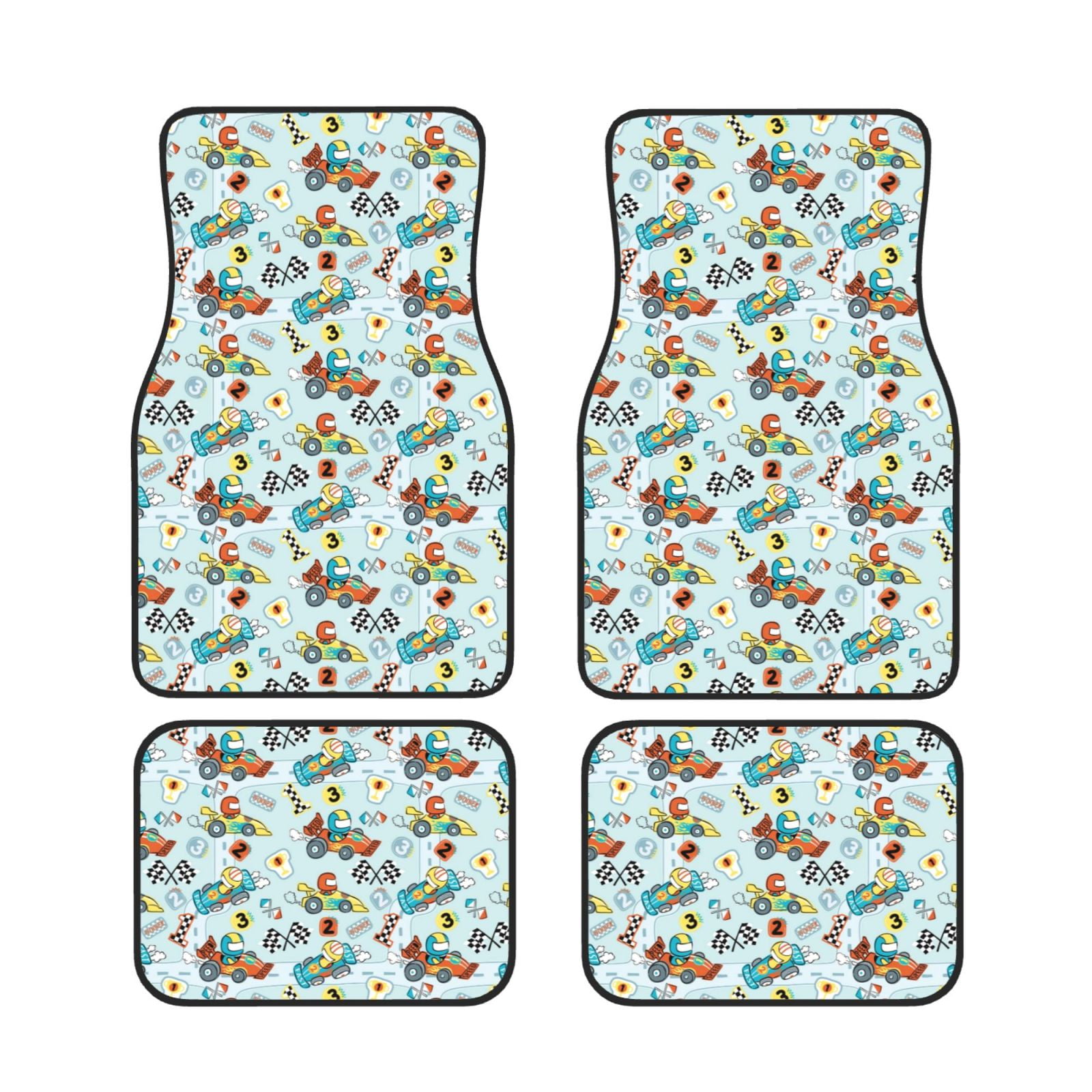 Salouo Cartoon Car Racing for Car Floor Mat Set of 4–Car Carpet Mats ...