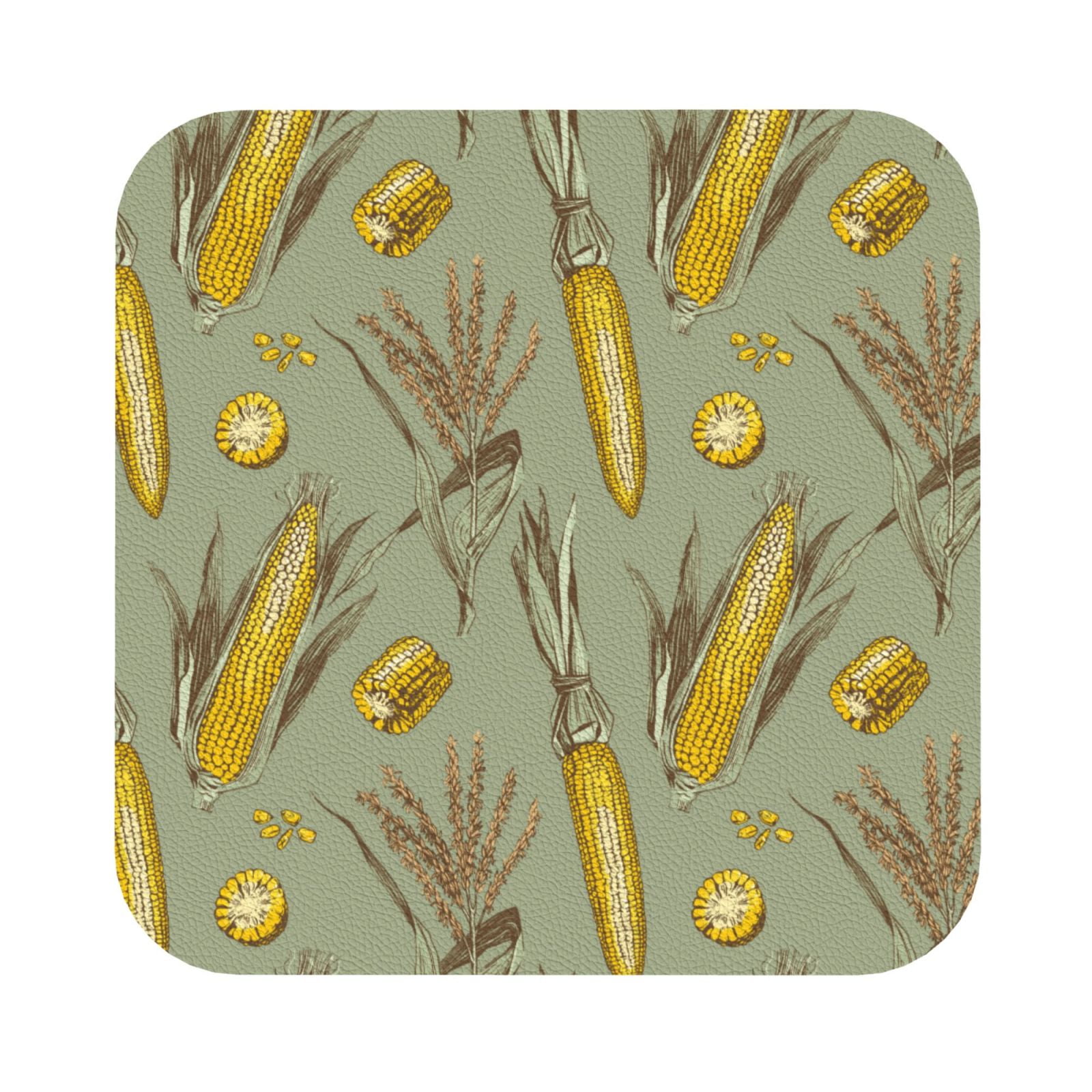 Salouo Cartoon Corn and Wheat Print Round Coaster,Drink Coasters ...