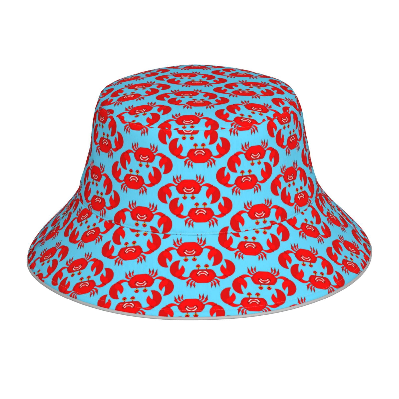 Salouo Cartoon Crabs Print Unisex Bucket Hat, Outdoor Summer Beach ...