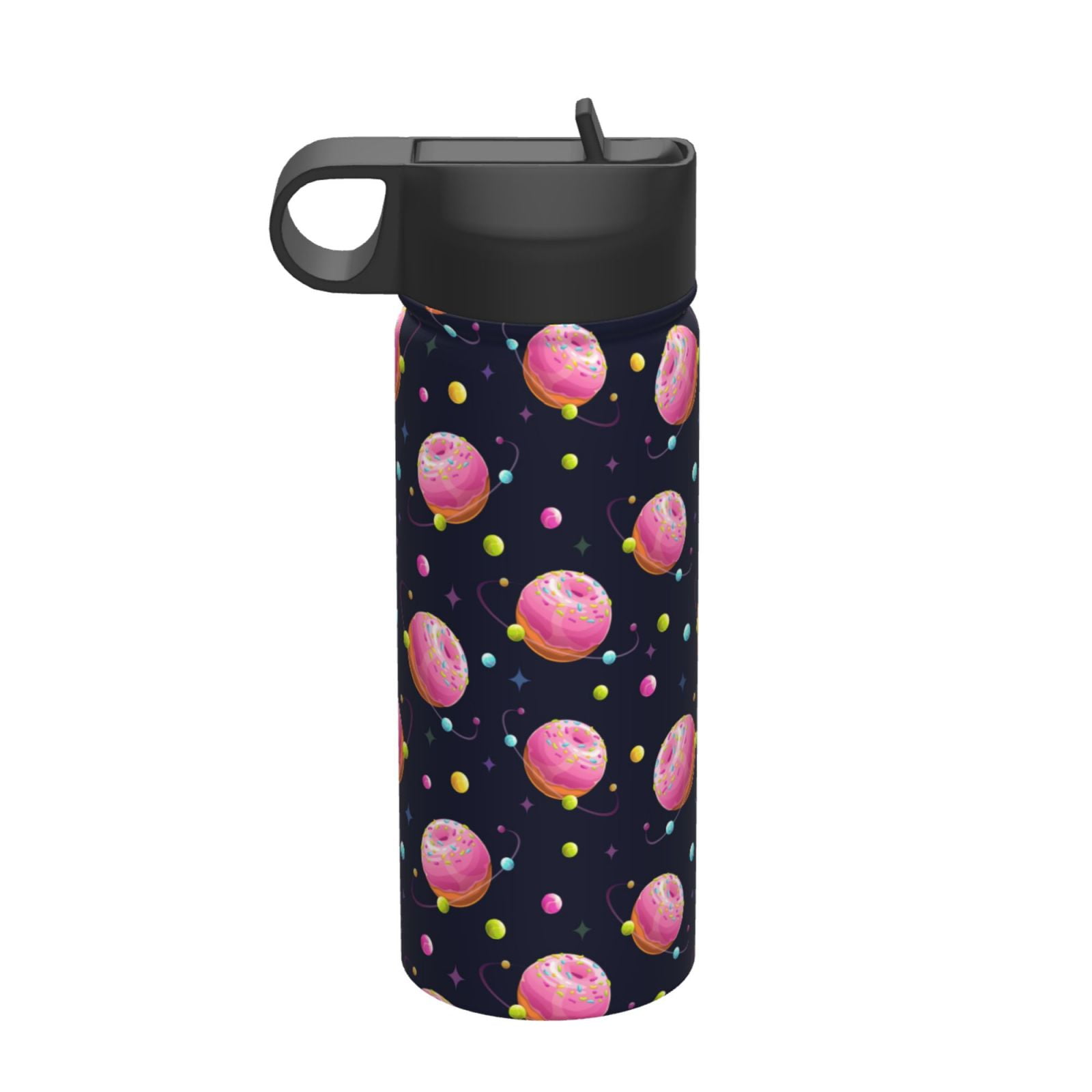 Salouo Cartoon Donut Planets Pattern 18 oz Water Bottle With Straw ...