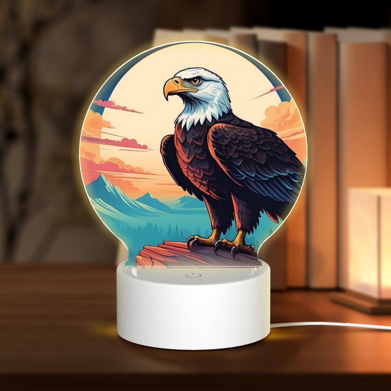 Salouo Cartoon Iceberg Bald Eagle for Round Acrylic Night Light ...