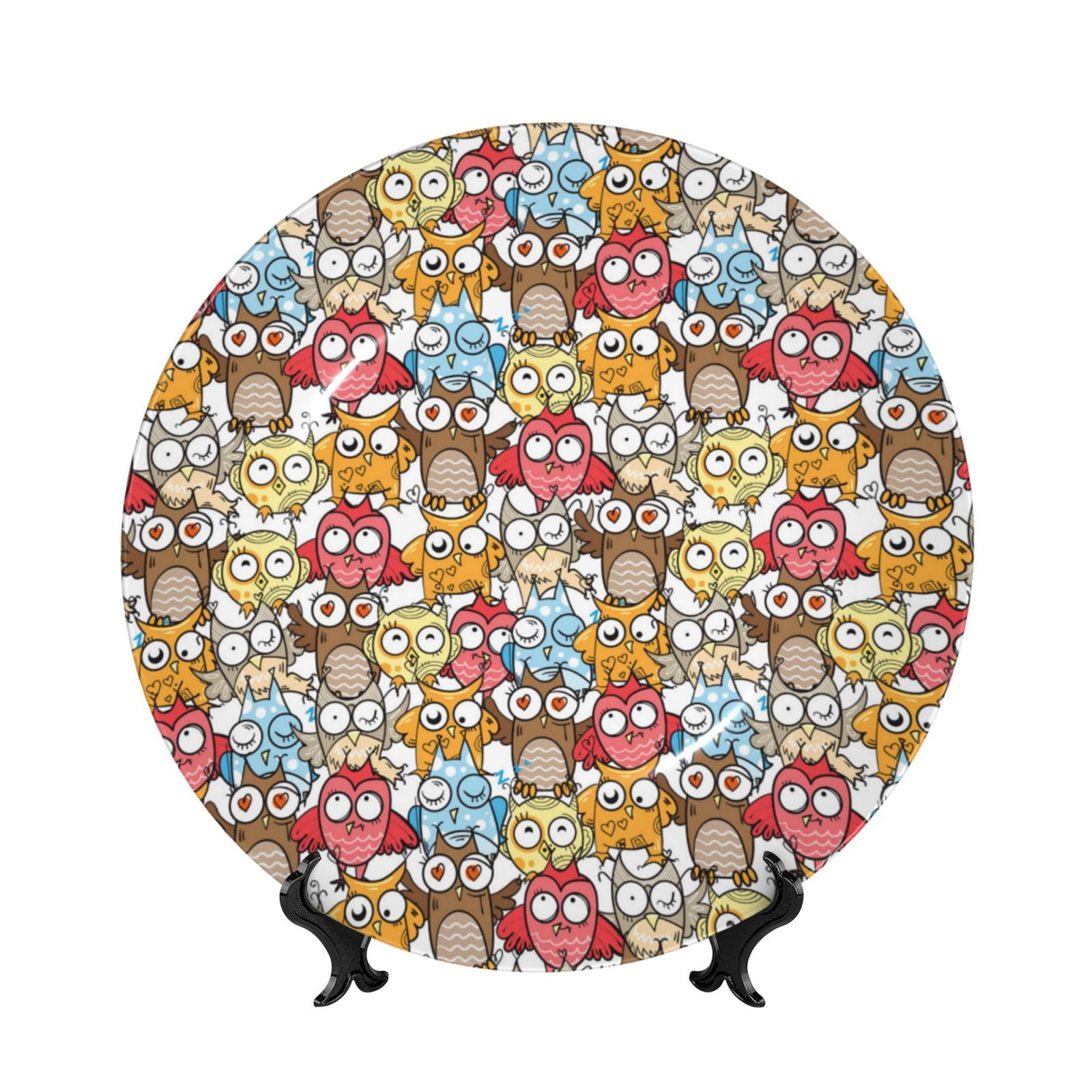 Salouo Cartoon Owls 1 Pattern Bone China Decorative Plate,Holiday Decor ...