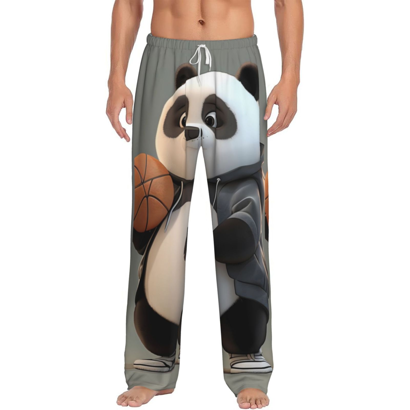 Salouo Cartoon Pandas Basketball Print Pajama Pants for Men, Lounge ...