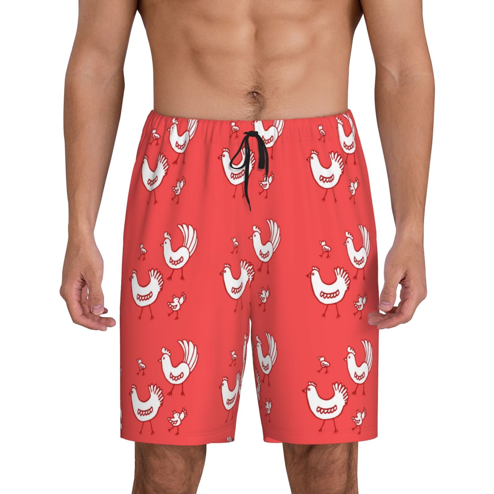Salouo Cartoon Rooster Pattern Men's Sleep Pajama Shorts,Pajama Bottoms ...
