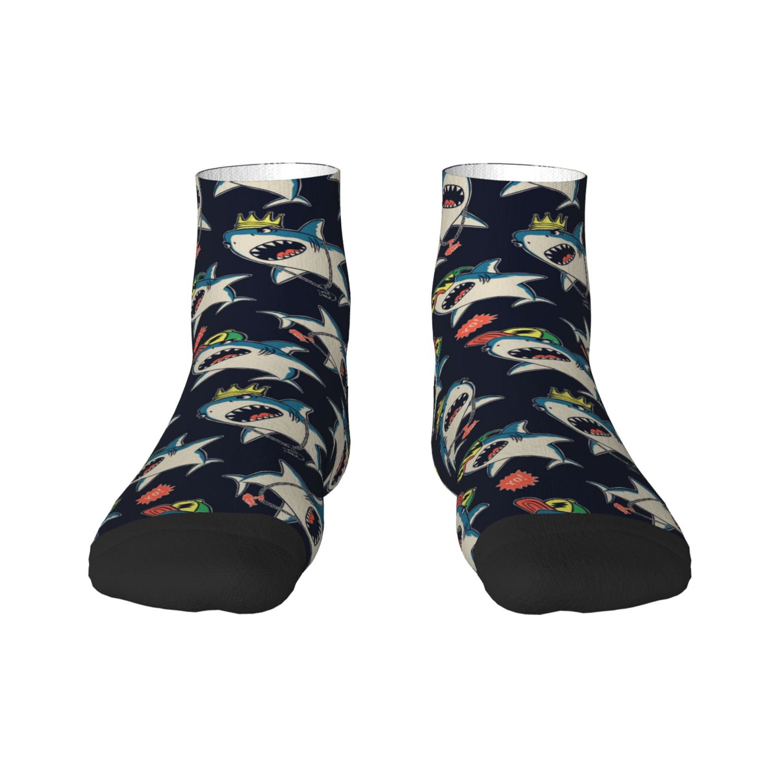 Salouo Cartoon Sharks Pattern Unisex Middle Tube Socks,Middle-Finger ...