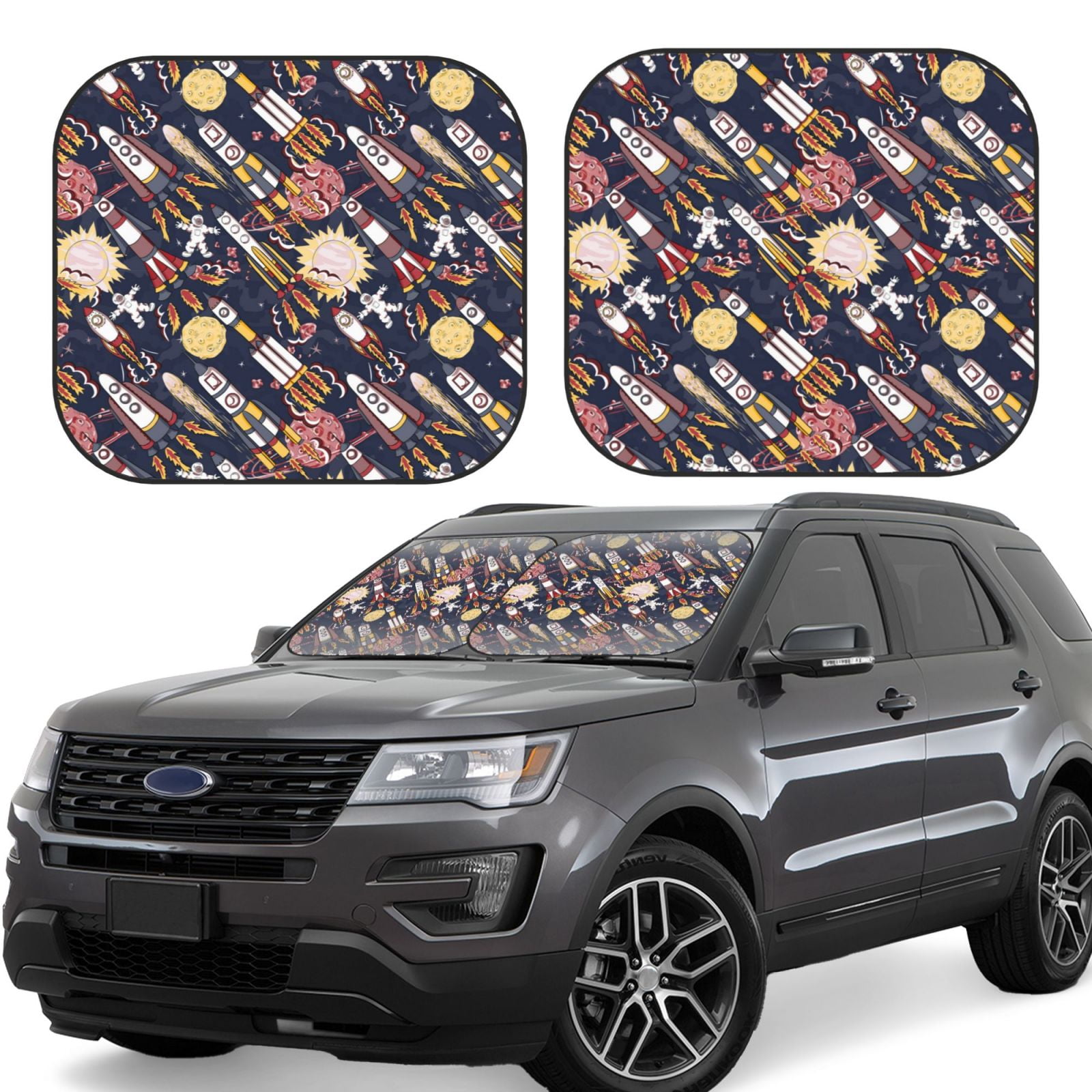 Salouo Cartoon Space 1 Pattern Car Windshield Sun Shade Foldable ...