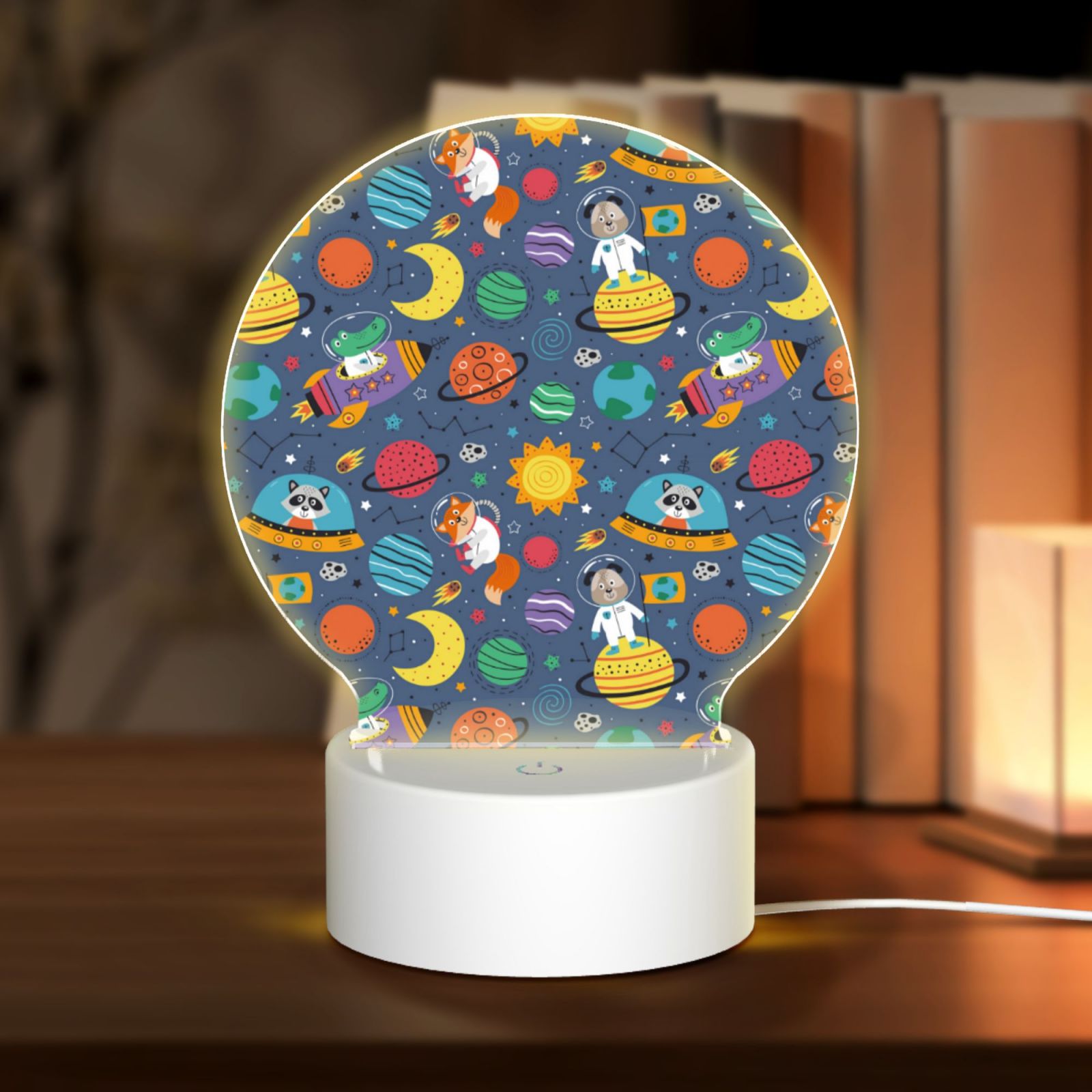 Salouo Cartoon Space for Round Acrylic Night Light - Acrylic Sheets ...