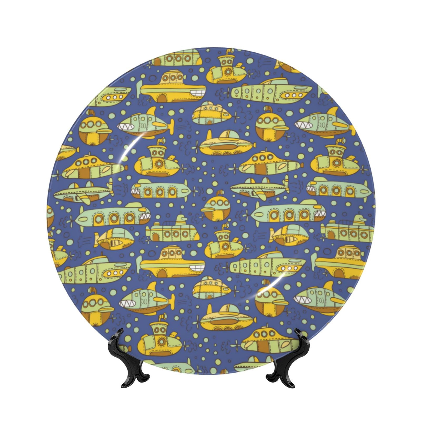 Salouo Cartoon Submarines Pattern Bone China Decorative Plate,Holiday ...