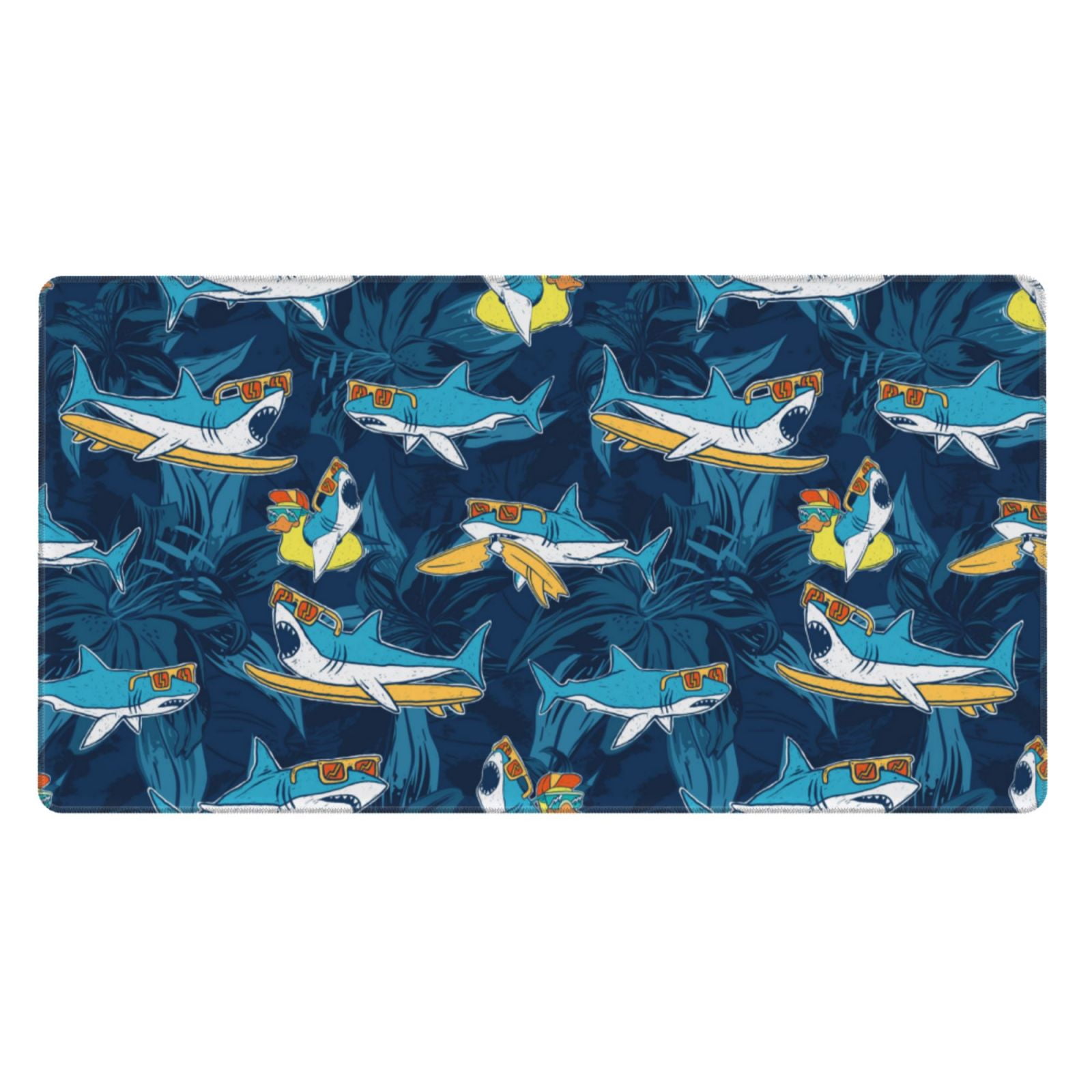 Salouo Cartoon Surfer Sharks Print Large Mouse Pad,Extended Mat Desk ...