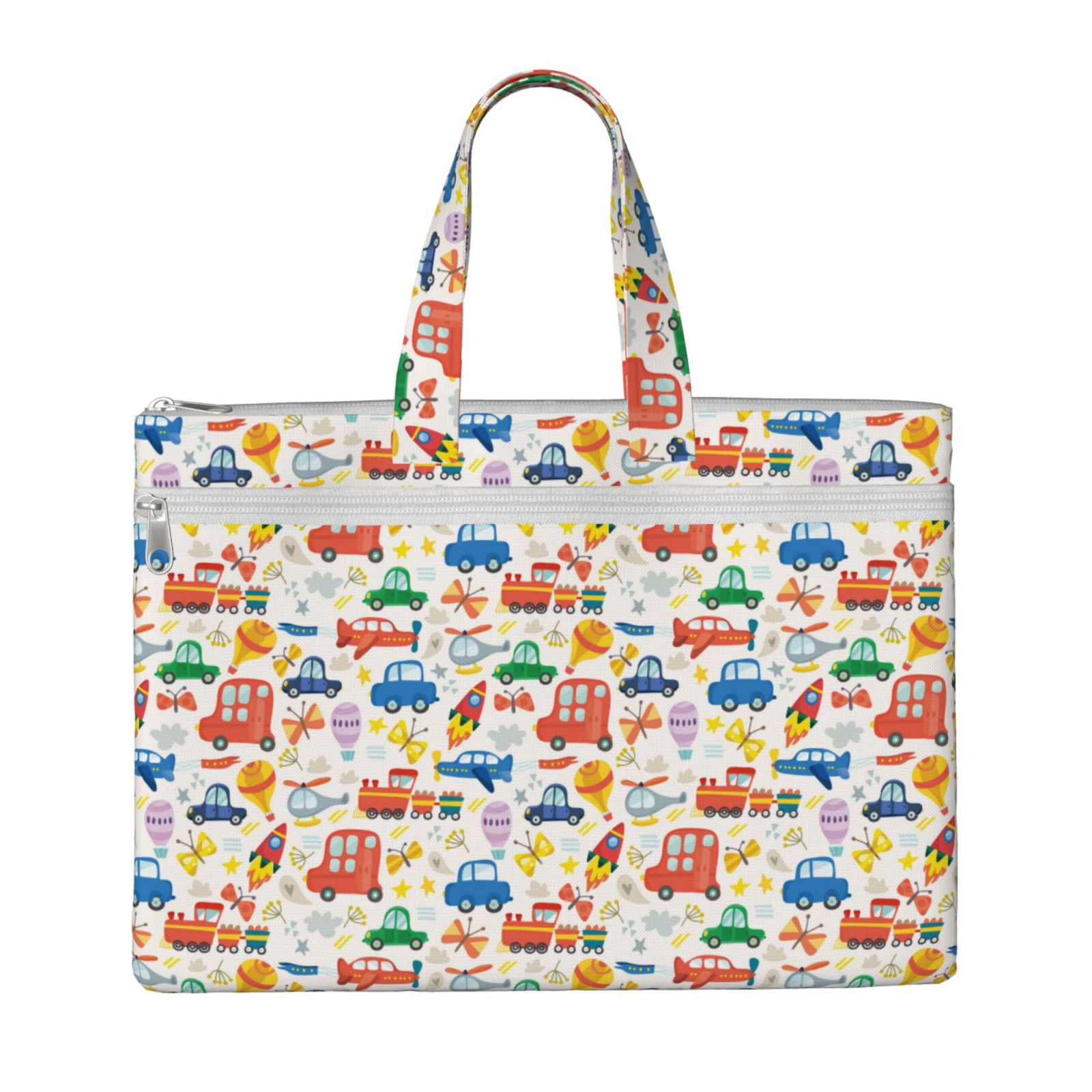 Salouo Cartoon Transportation for Canvas Tote File Bag, Tote Bag With ...