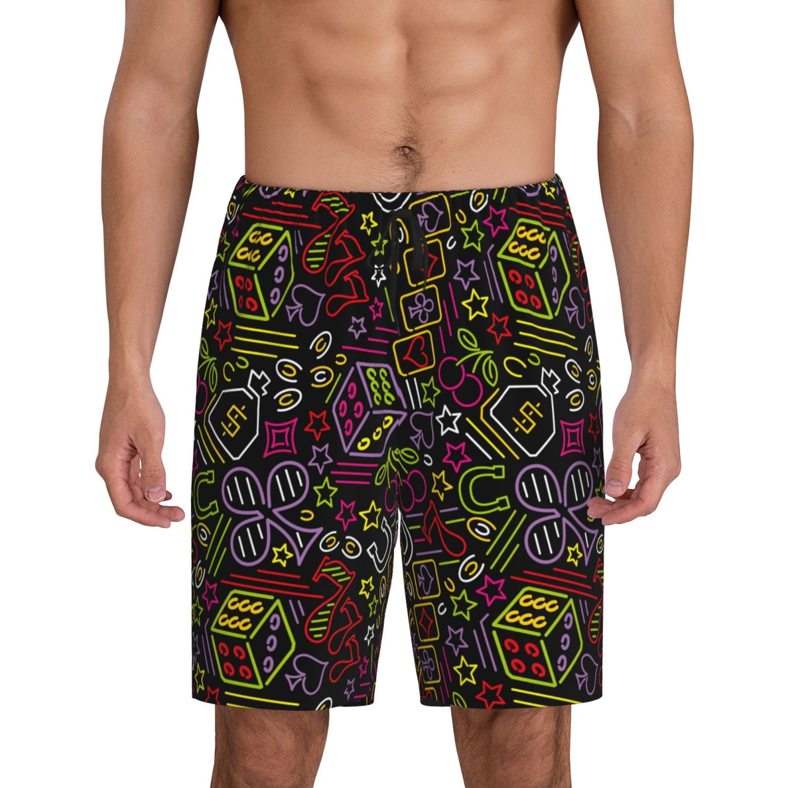 Salouo Casino Icons Pattern Men's Sleep Pajama Shorts,Pajama Bottoms ...