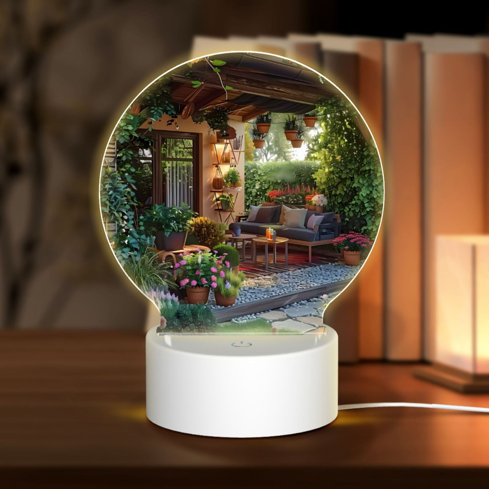 Salouo Charming Garden Patio for Round Acrylic Night Light - Acrylic ...
