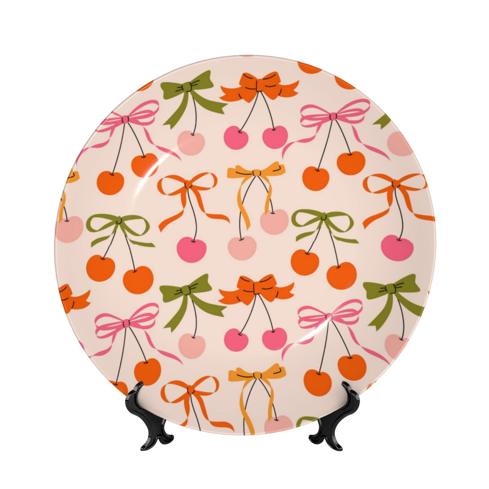 Salouo Cherries And Bows Pattern Bone China Decorative Plate,Holiday ...