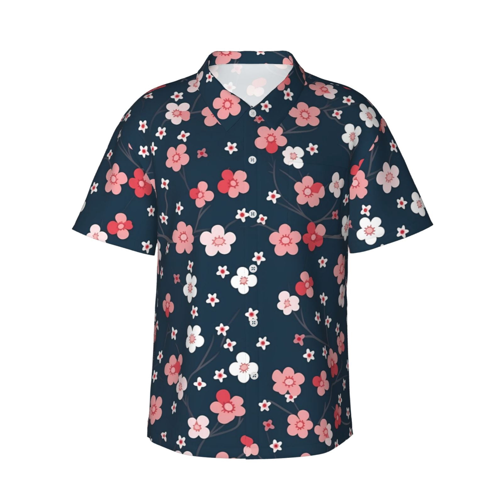 Salouo Cherry Blossoms for Hawaiian Shirt for Men,Summer Beach Casual ...