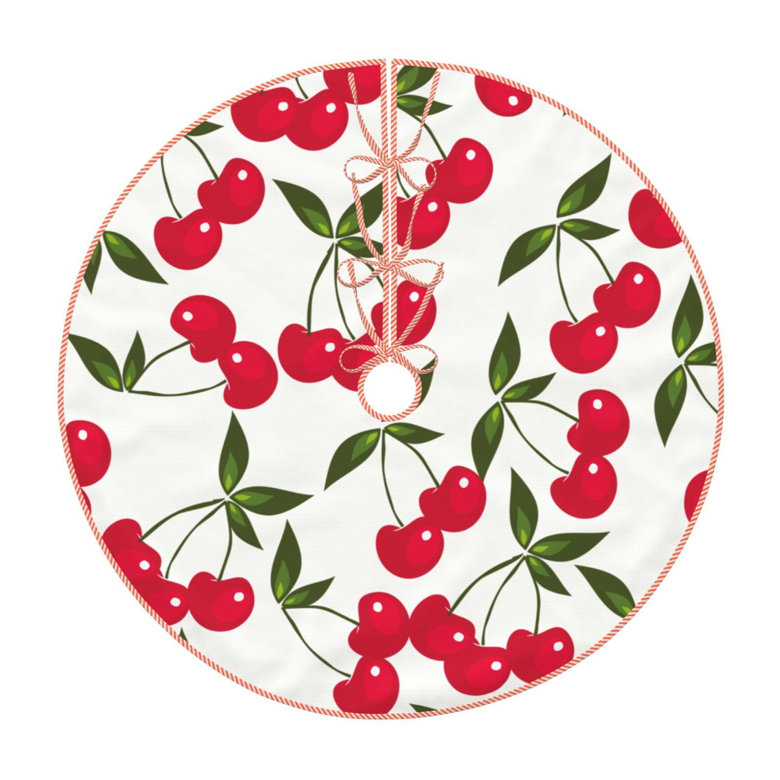Salouo Cherry Christmas Tree Skirt 30" Farmhouse Christmas Decorations ...