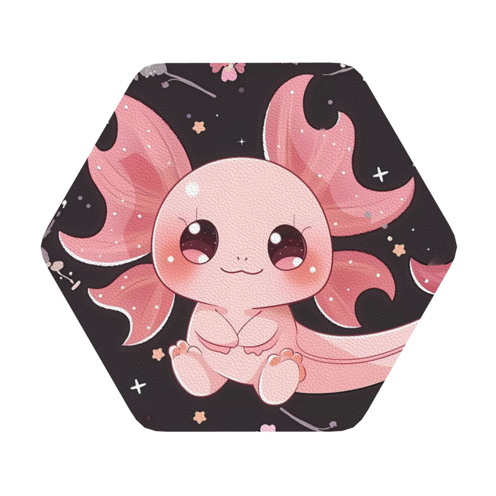 Salouo Chibi Axolotl Sakura Fantasy Print Round Coaster,Drink Coasters ...