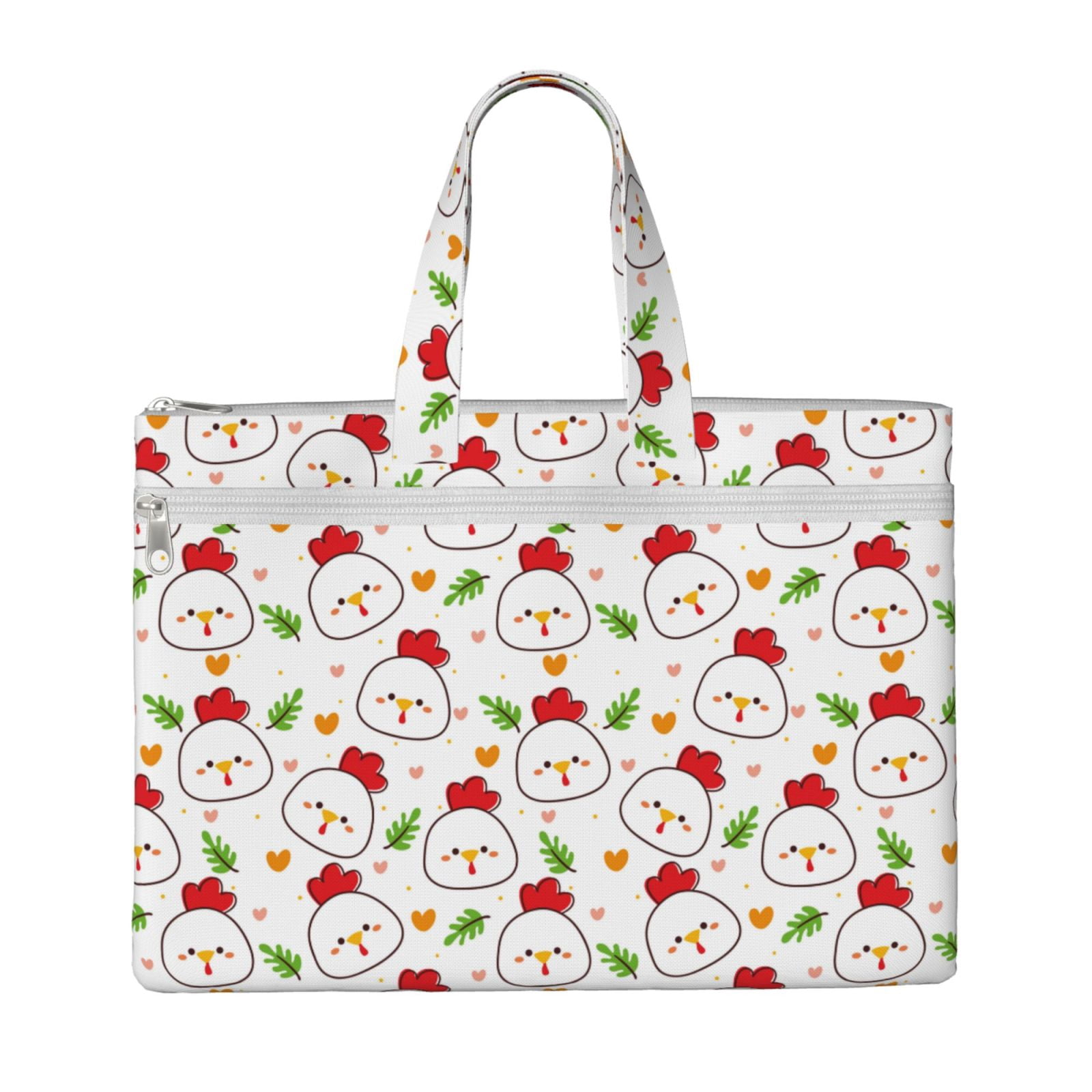 Salouo Chicken And Plant for Canvas Tote File Bag, Tote Bag With Zipper ...
