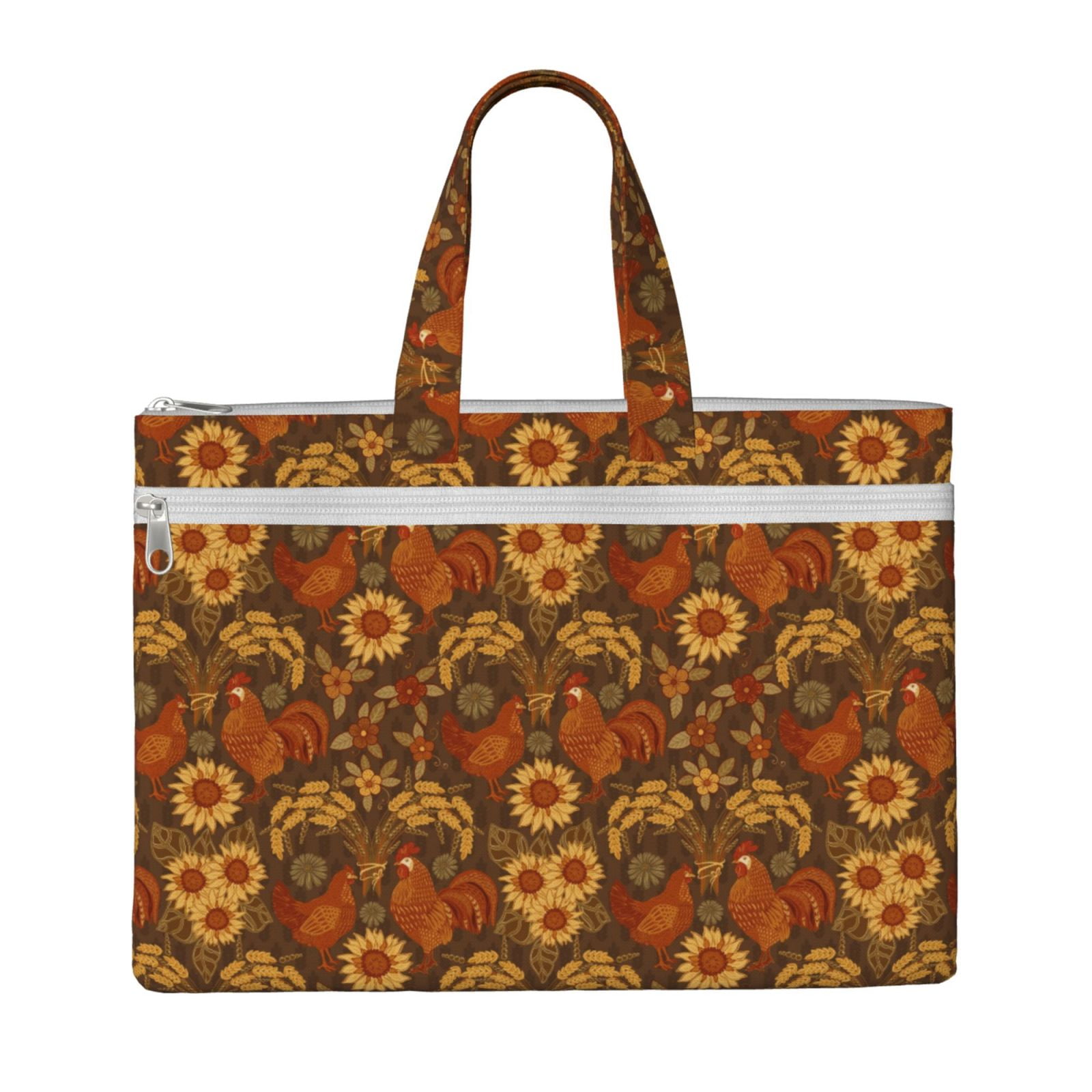 Salouo Chicken And Rooster for Canvas Tote File Bag, Tote Bag With ...