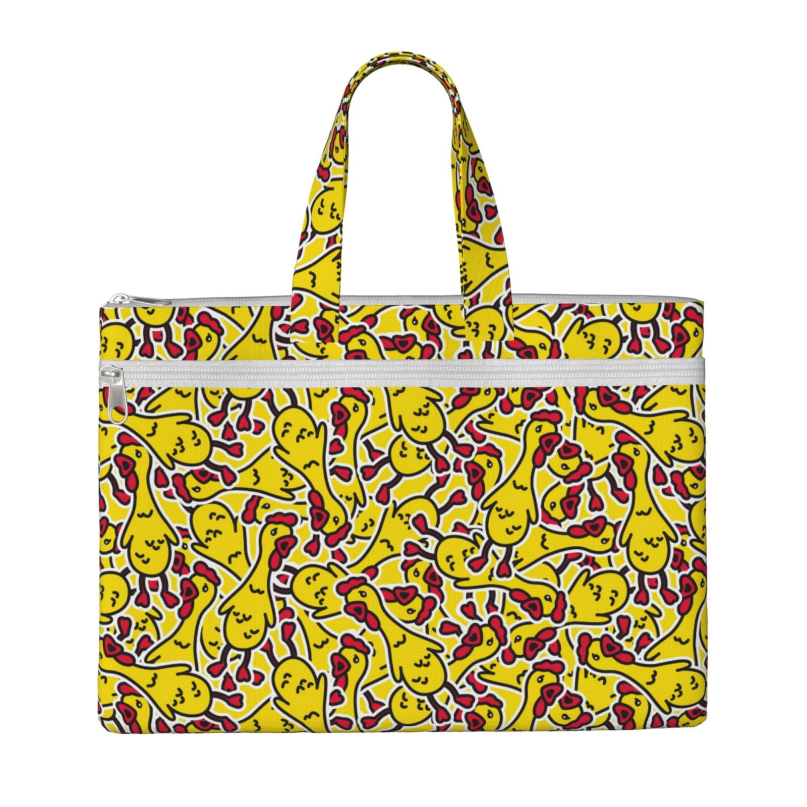 Salouo Chicken Cartoon for Canvas Tote File Bag, Tote Bag With Zipper ...