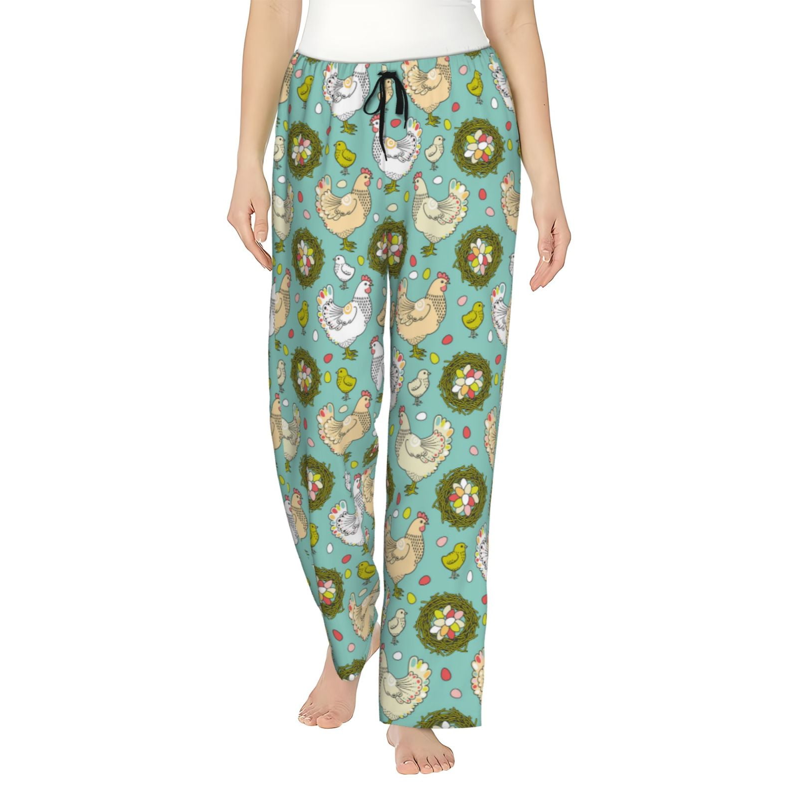 Salouo Chicken Laying Eggs Print Women's Pajama Pants Casual Loose ...