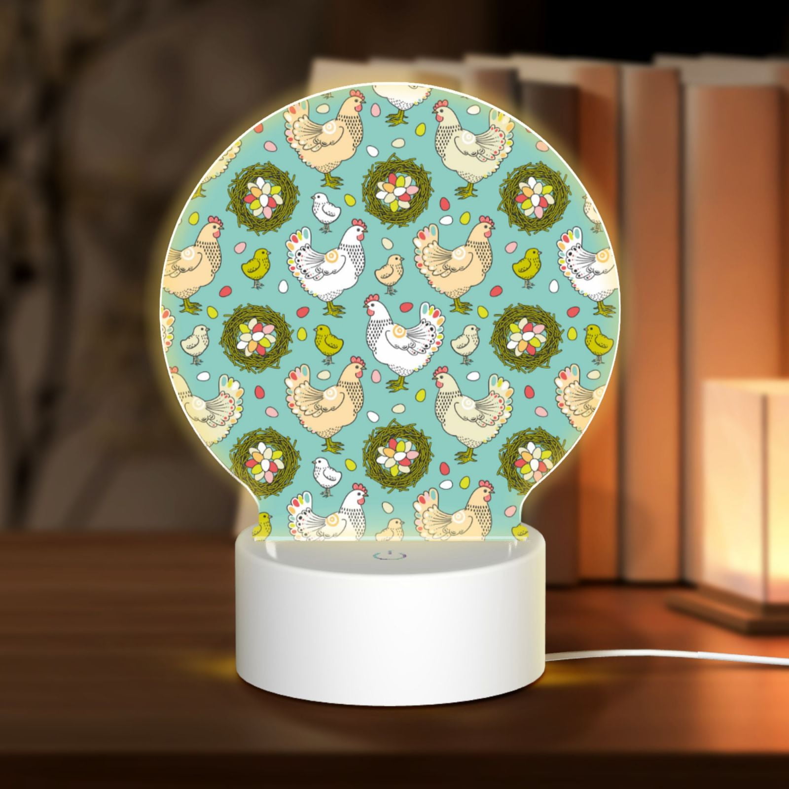 Salouo Chicken Laying Eggs for Round Acrylic Night Light - Acrylic ...