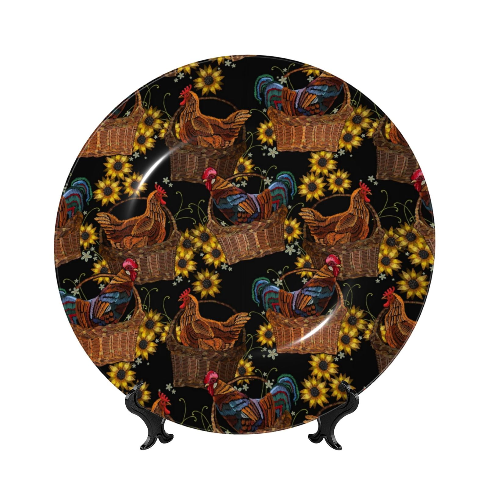 Salouo Chicken Rooster Pattern Bone China Decorative Plate,Holiday ...