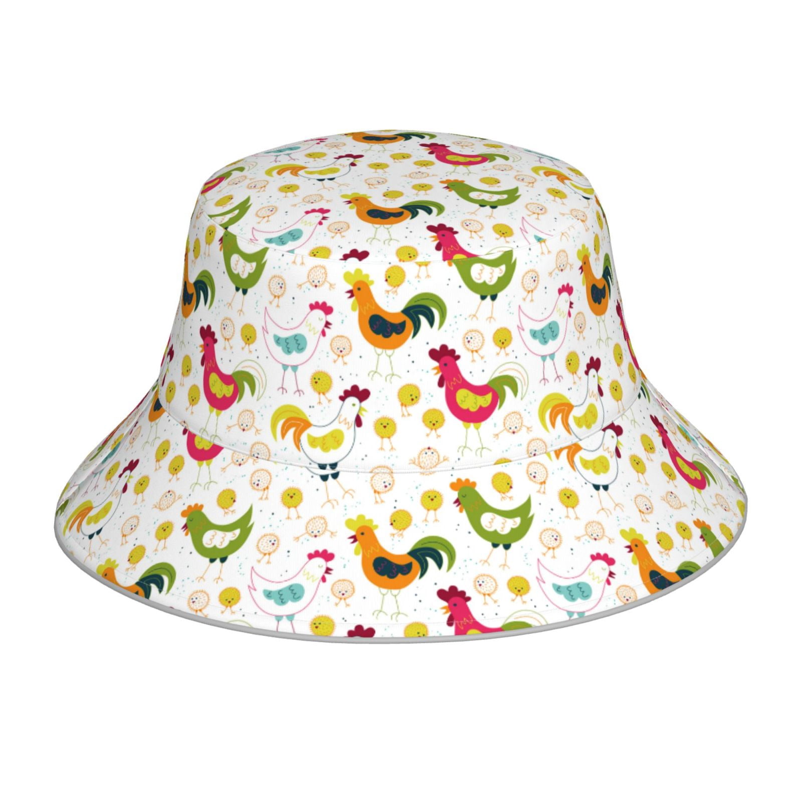 Salouo Chickens A Print Unisex Bucket Hat, Outdoor Summer Beach Fishing ...