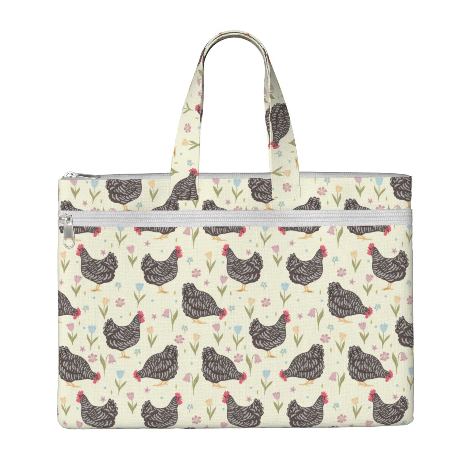 Salouo Funny Chicken for Canvas Tote File Bag, Tote Bag With Zipper ...
