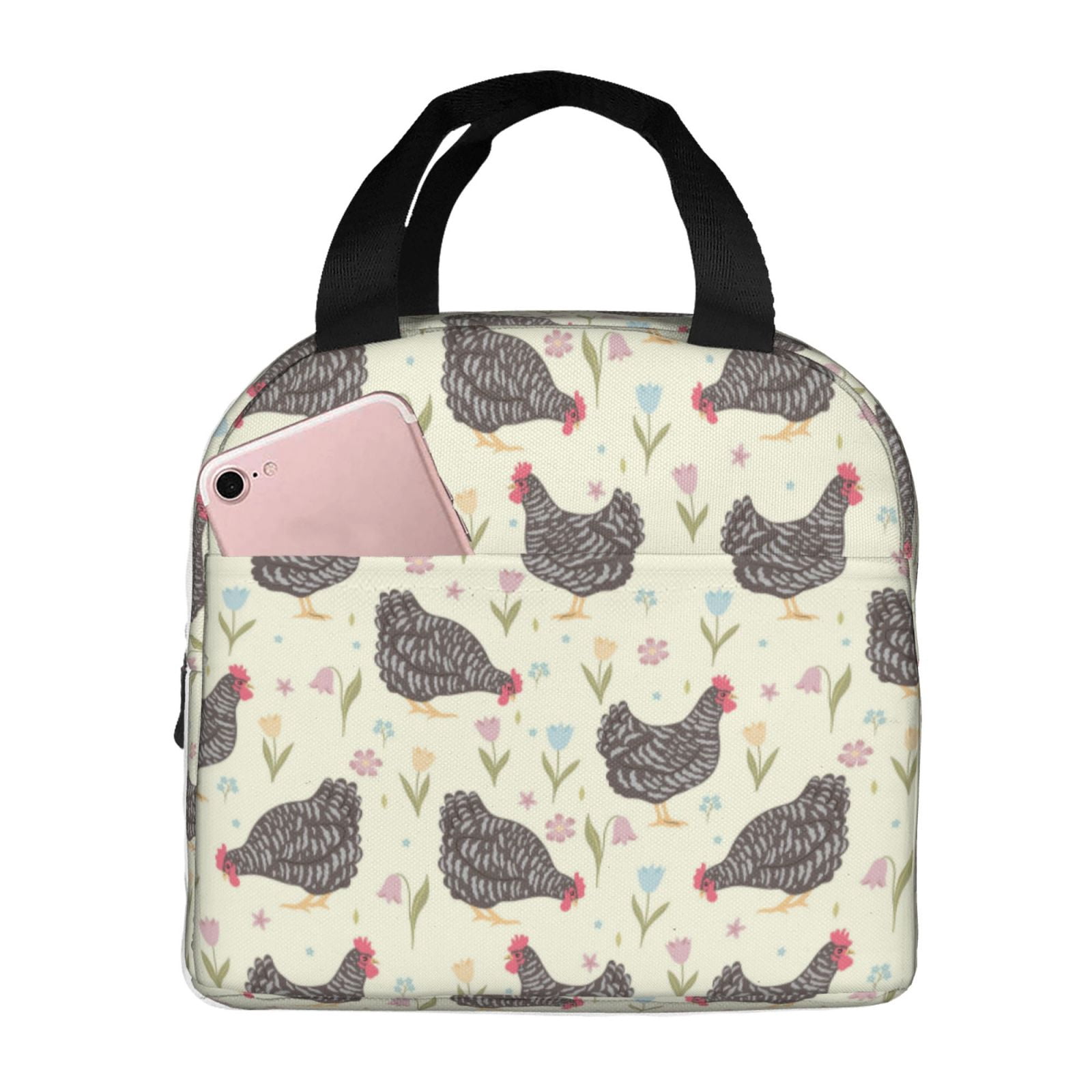 Salouo Chickens And Flowers for Unisex Lunch Bag Leakproof Lunch Tote ...