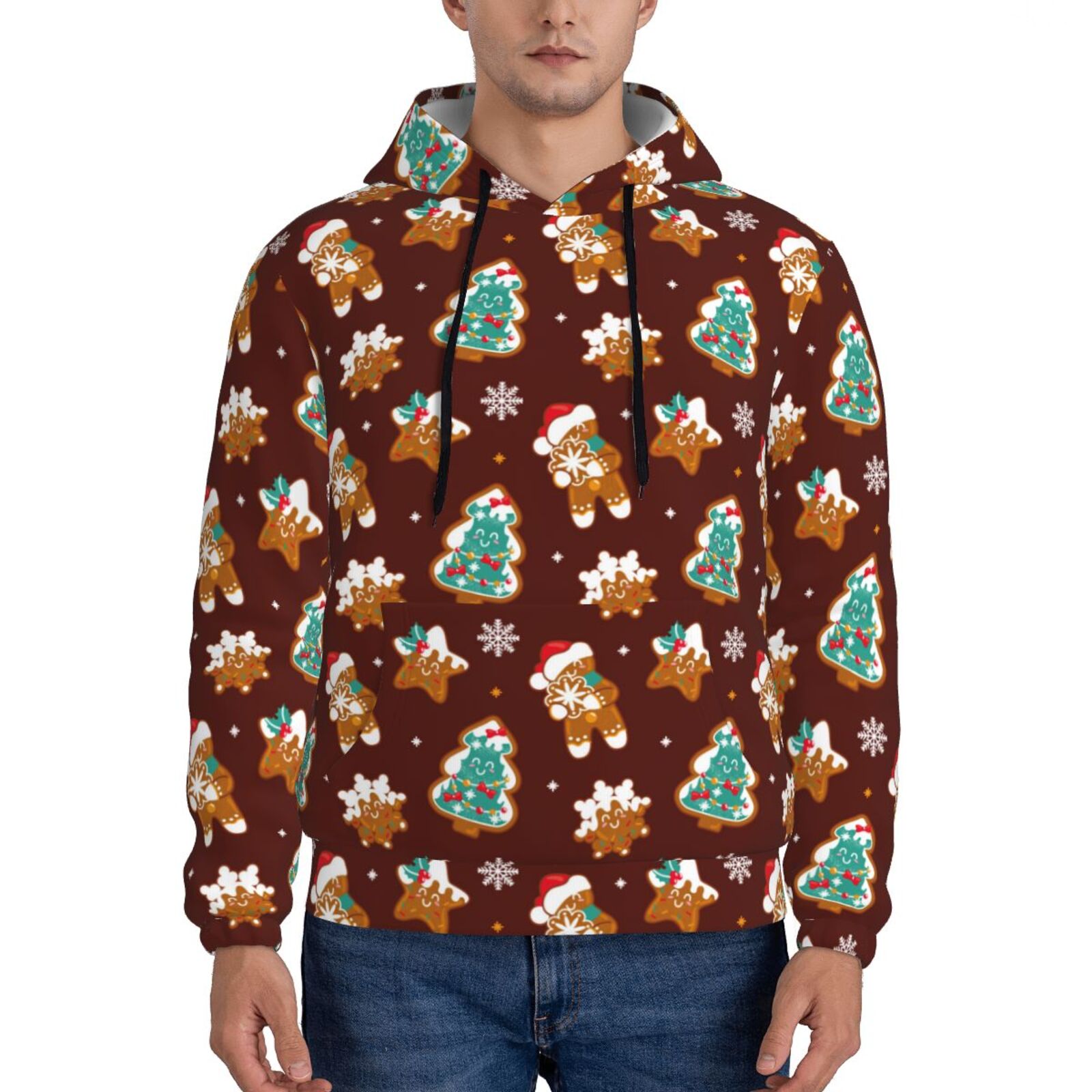Salouo Christmas Gingerbread Pattern Men's Fall Hoodie Sweatshirt,Sport ...