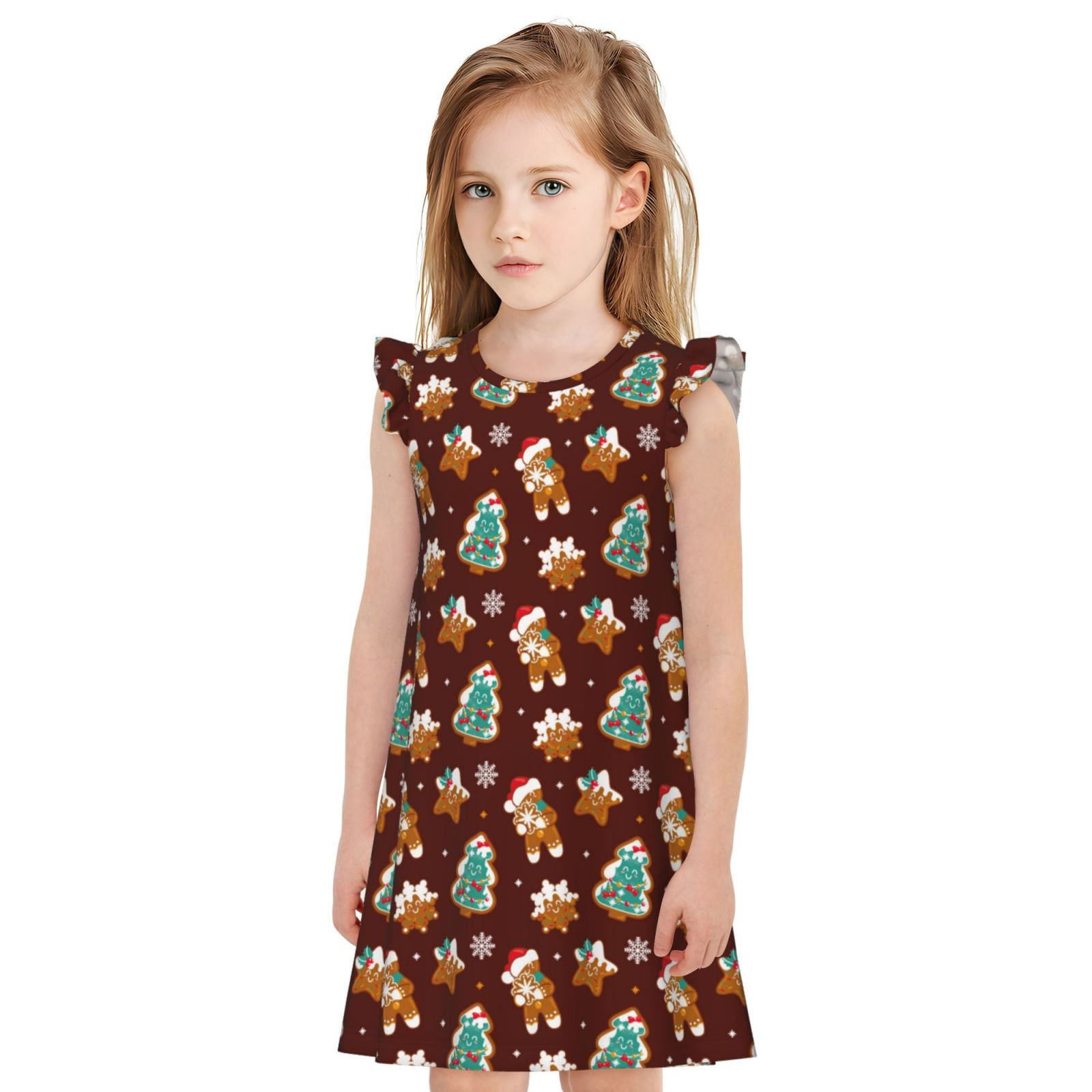 Salouo Christmas Gingerbread Print Nightgowns for Girls,Cute kid’s ...