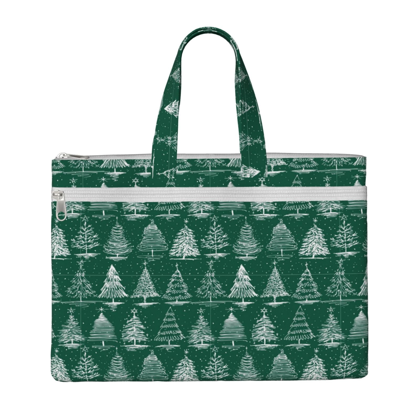 Salouo Christmas Trees for Canvas Tote File Bag, Tote Bag With Zipper ...