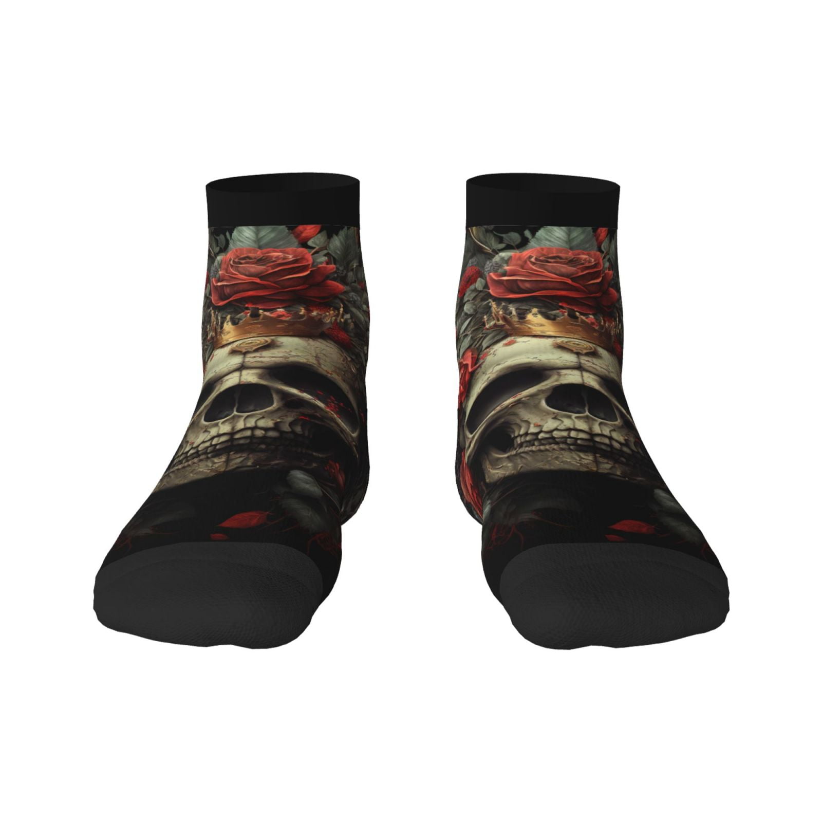 Salouo Classical Rose Crown Skull Pattern Unisex Middle Tube Socks ...
